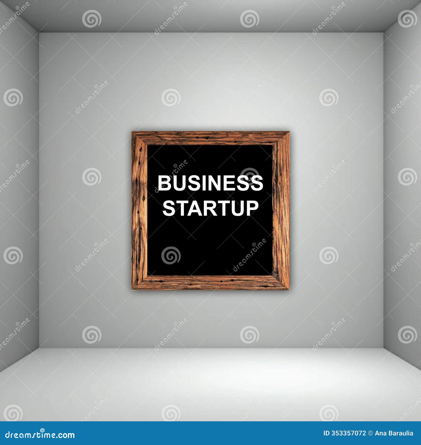Business Startup Text Words on Black in Wooden Frame in Empty White ...