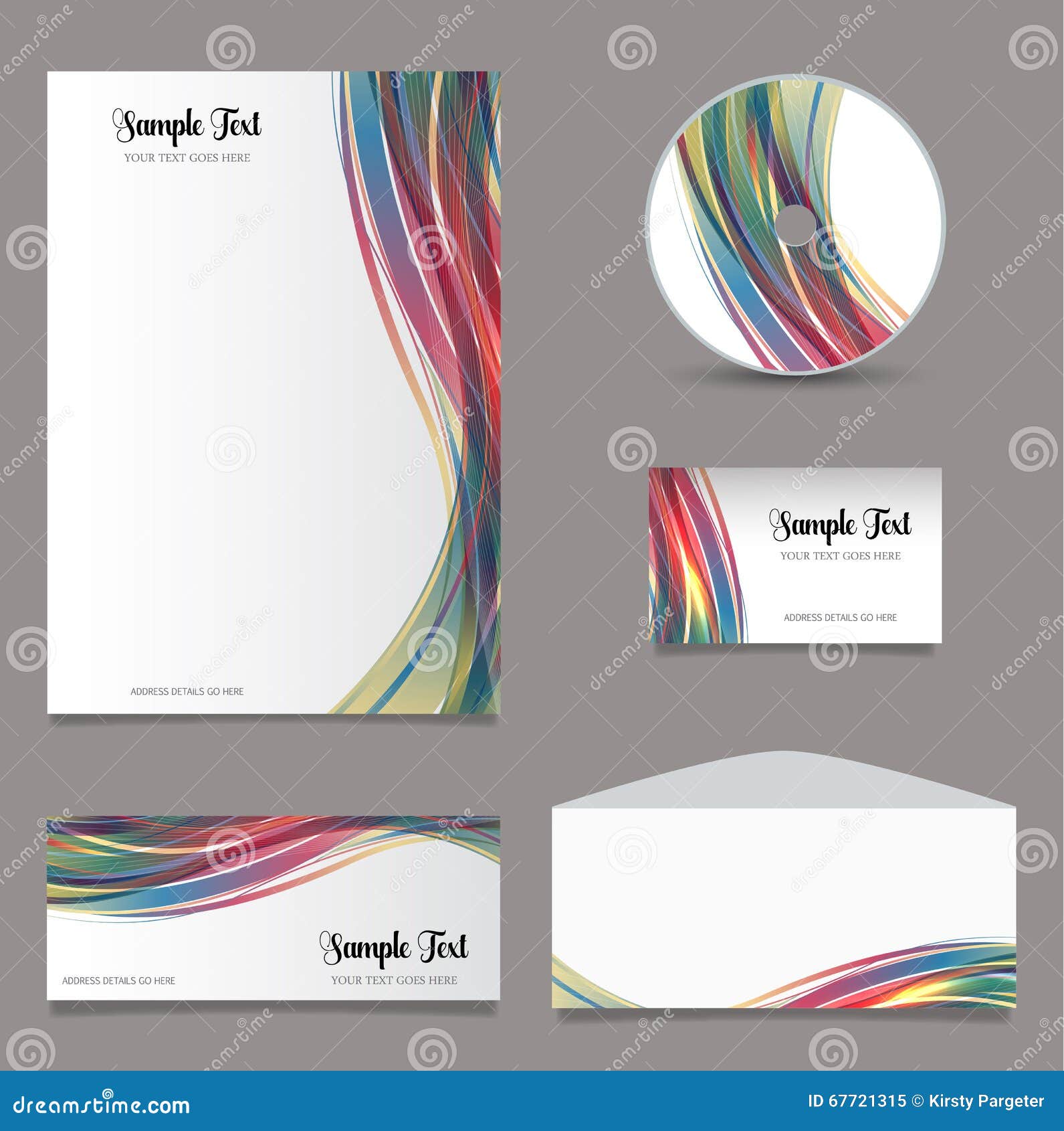 Business Stationery Layout with Wave Design Stock Vector - Illustration ...
