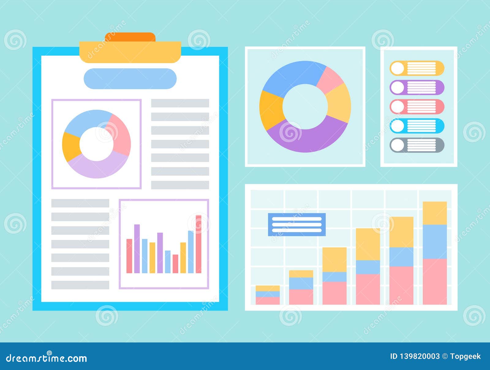 Graphics and Charts, Business Statistical Data Stock Vector ...