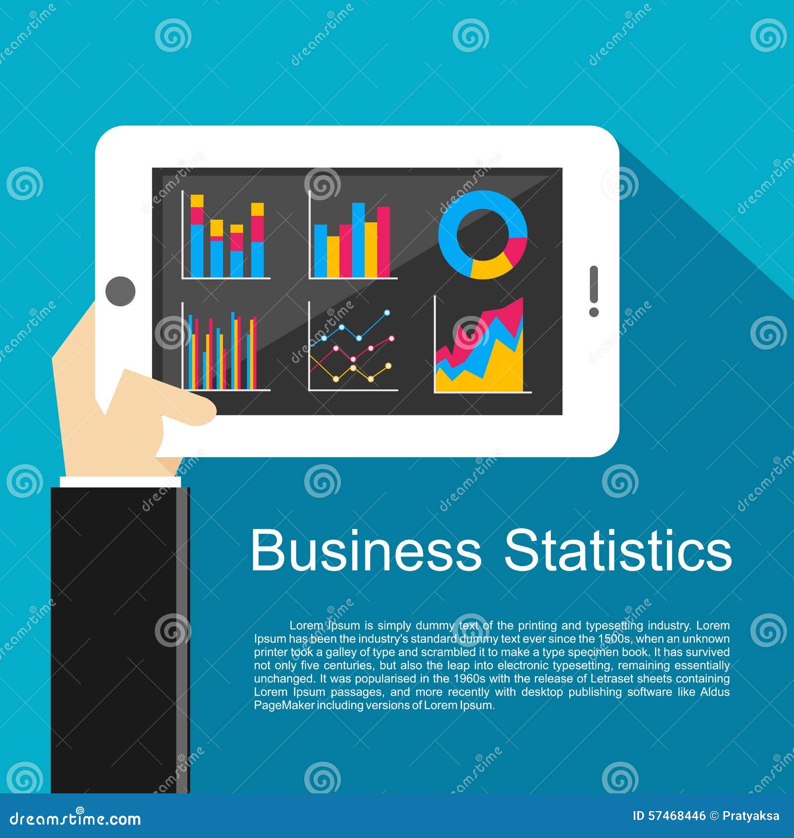 Business Statistics Illustration. Stock Vector - Illustration of laptop ...