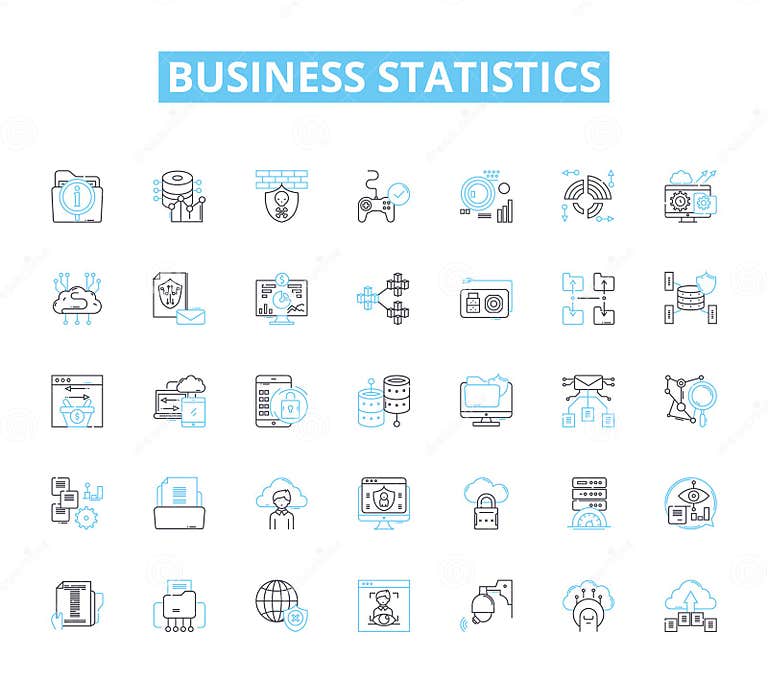 Business Statistics Linear Icons Set. Analysis, Forecasting, Data ...