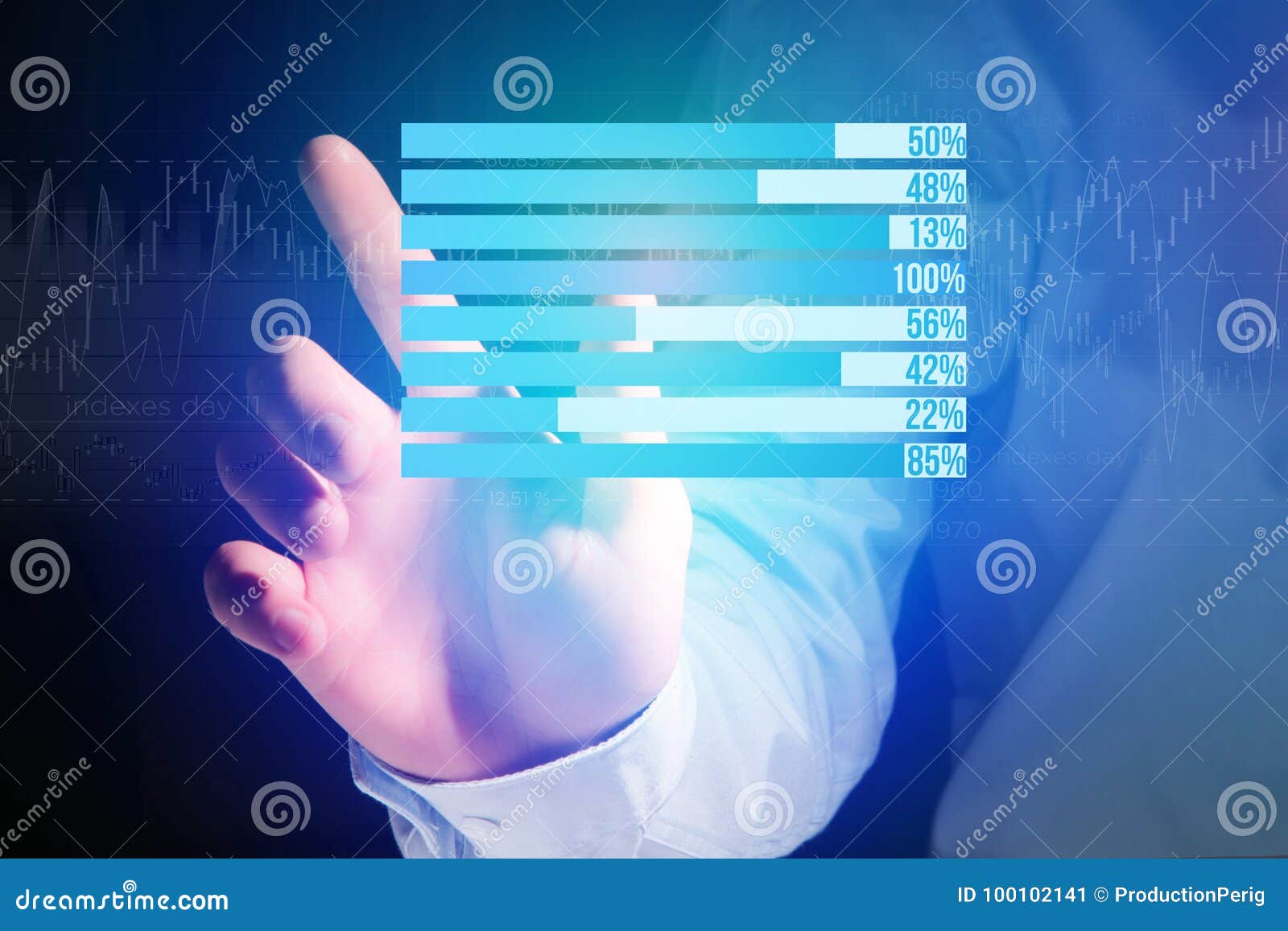 Business Stats Displayed As Graph on a Futuristic Interface - Bu Stock ...