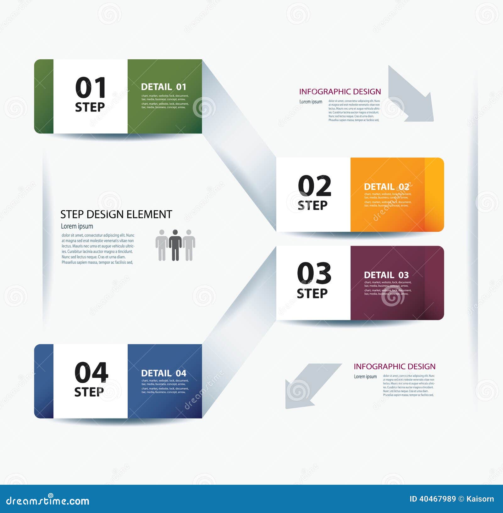 Step Tabs 3D Infographics Mockup Template Vector Background ...