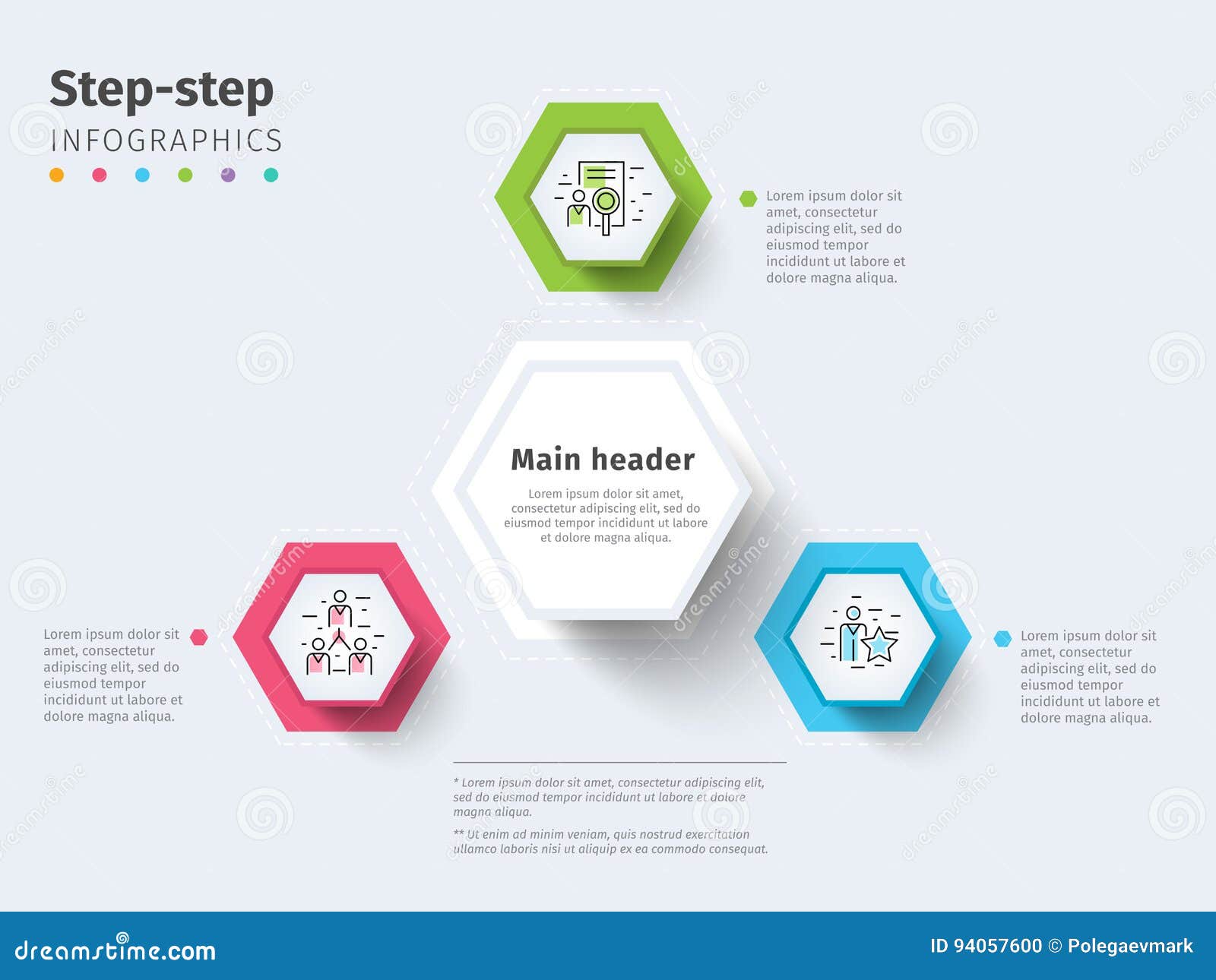 Business 3 Step Process Chart Infographics with Step Circles. Br Stock ...