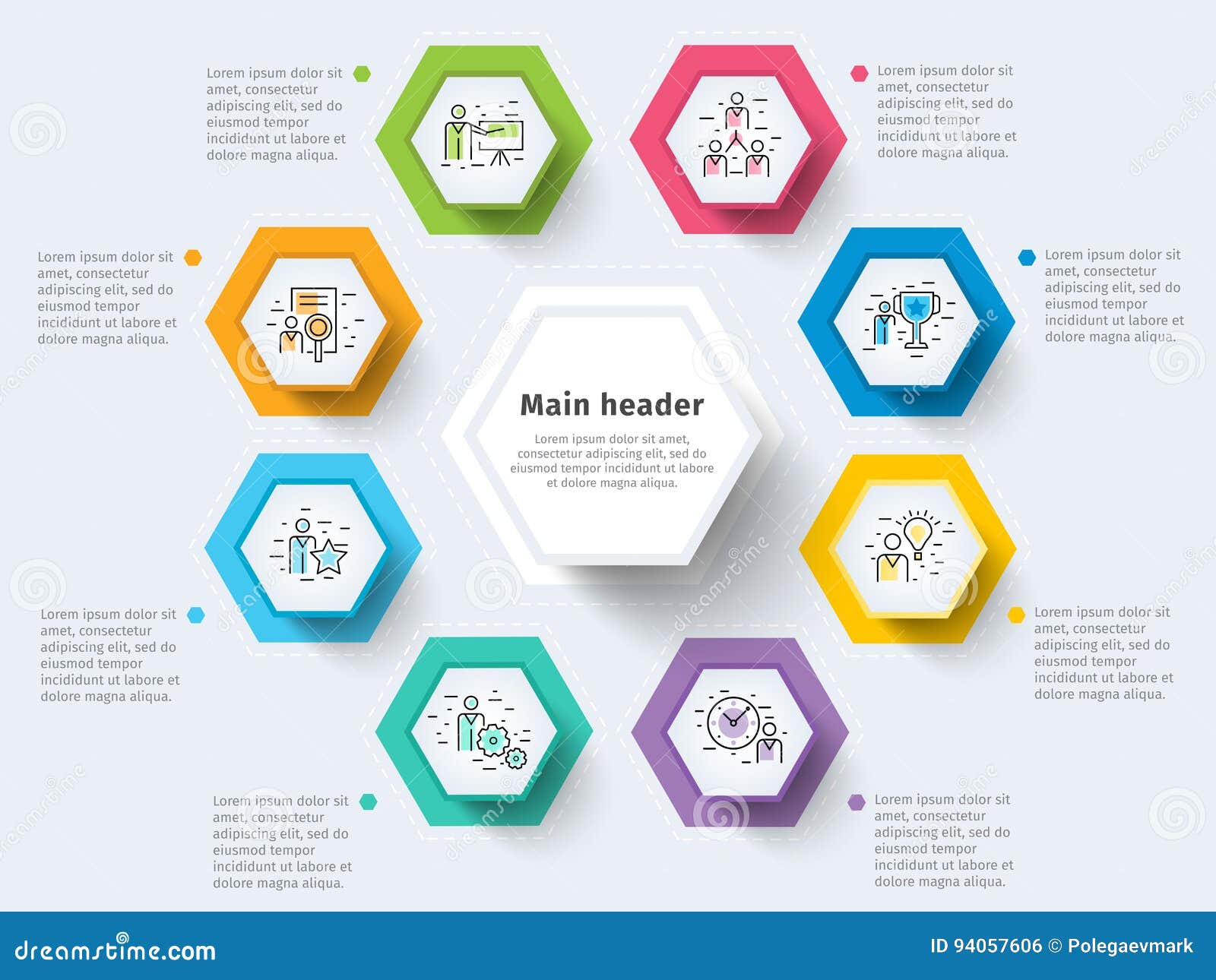 Business 8 Step Process Chart Infographics with Step Circles. Br Stock ...