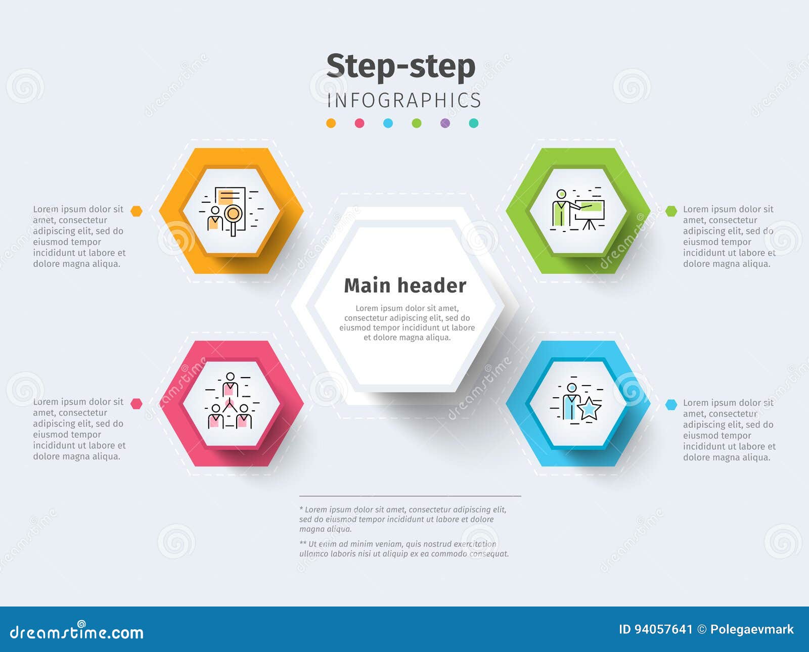 Business 4 Step Process Chart Infographics with Step Circles. Br Stock ...