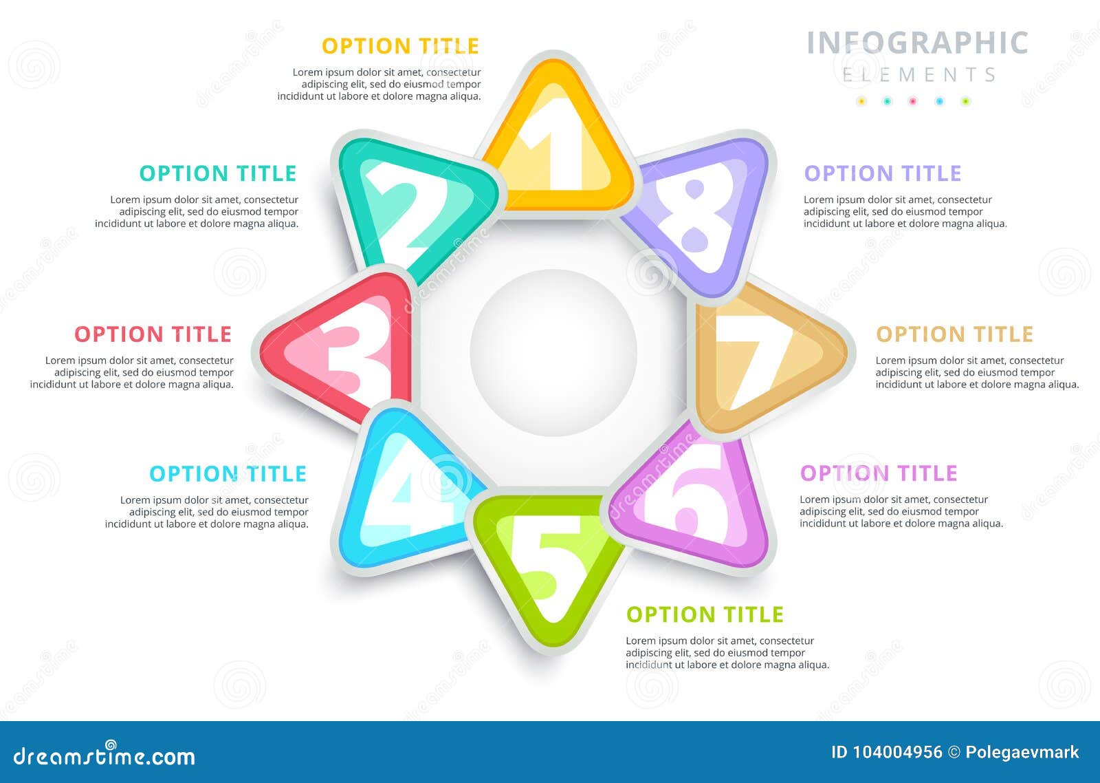Business 8 Step Process Chart Infographics with Triangles. Triangular ...
