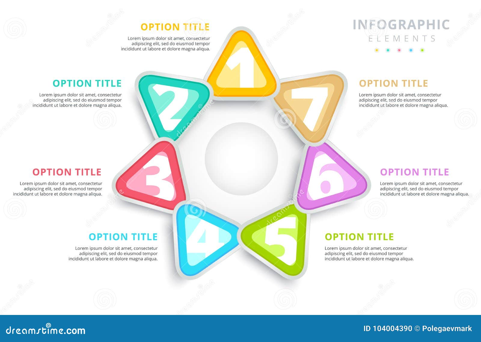 Business 7 Step Process Chart Infographics with Triangles. Triangular ...