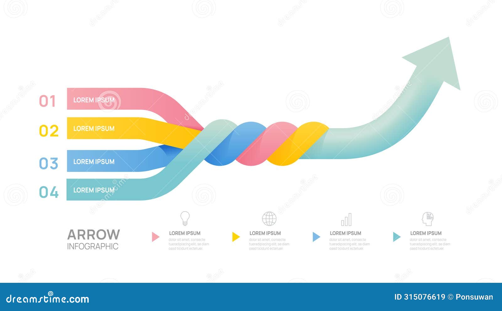 Business 4 Step Timeline Infographic Arrow Template. Modern Milestone ...