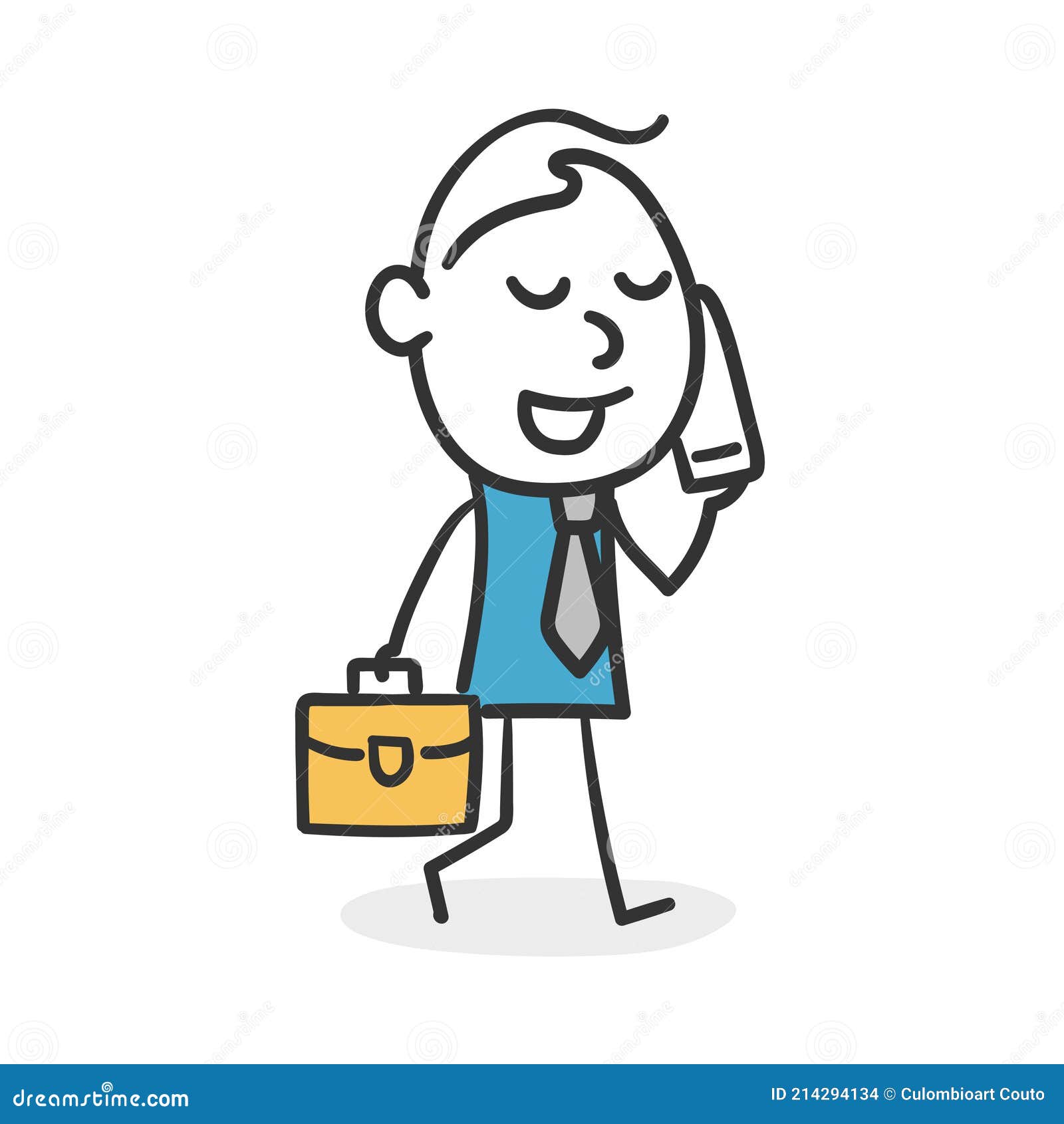 Business Stick Man Calling on the Phone Stock Vector - Illustration of ...