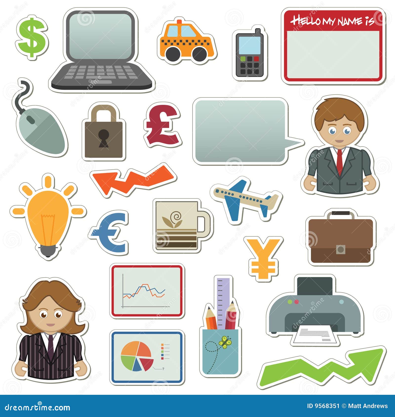 Business stickers stock vector. Illustration of message - 9568351