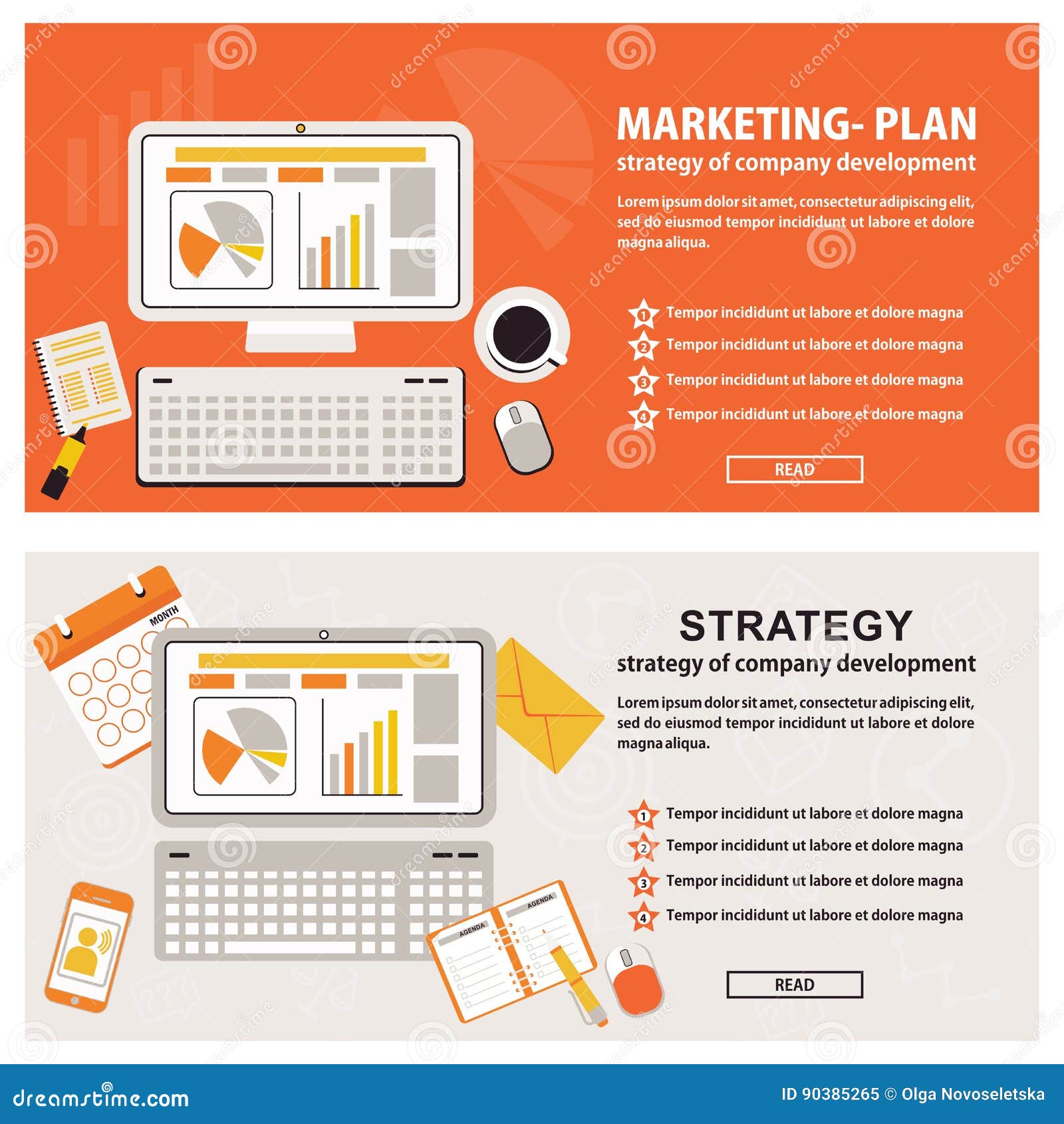 Business strategy banners stock vector. Illustration of color - 90385265