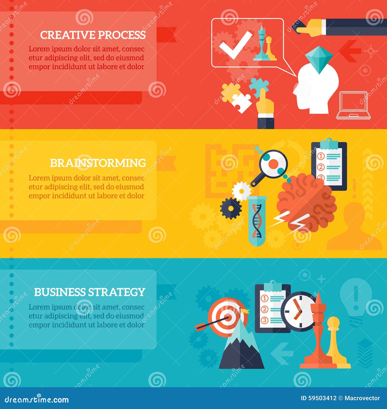 Business Strategy Banners Set Stock Vector - Illustration of plan ...