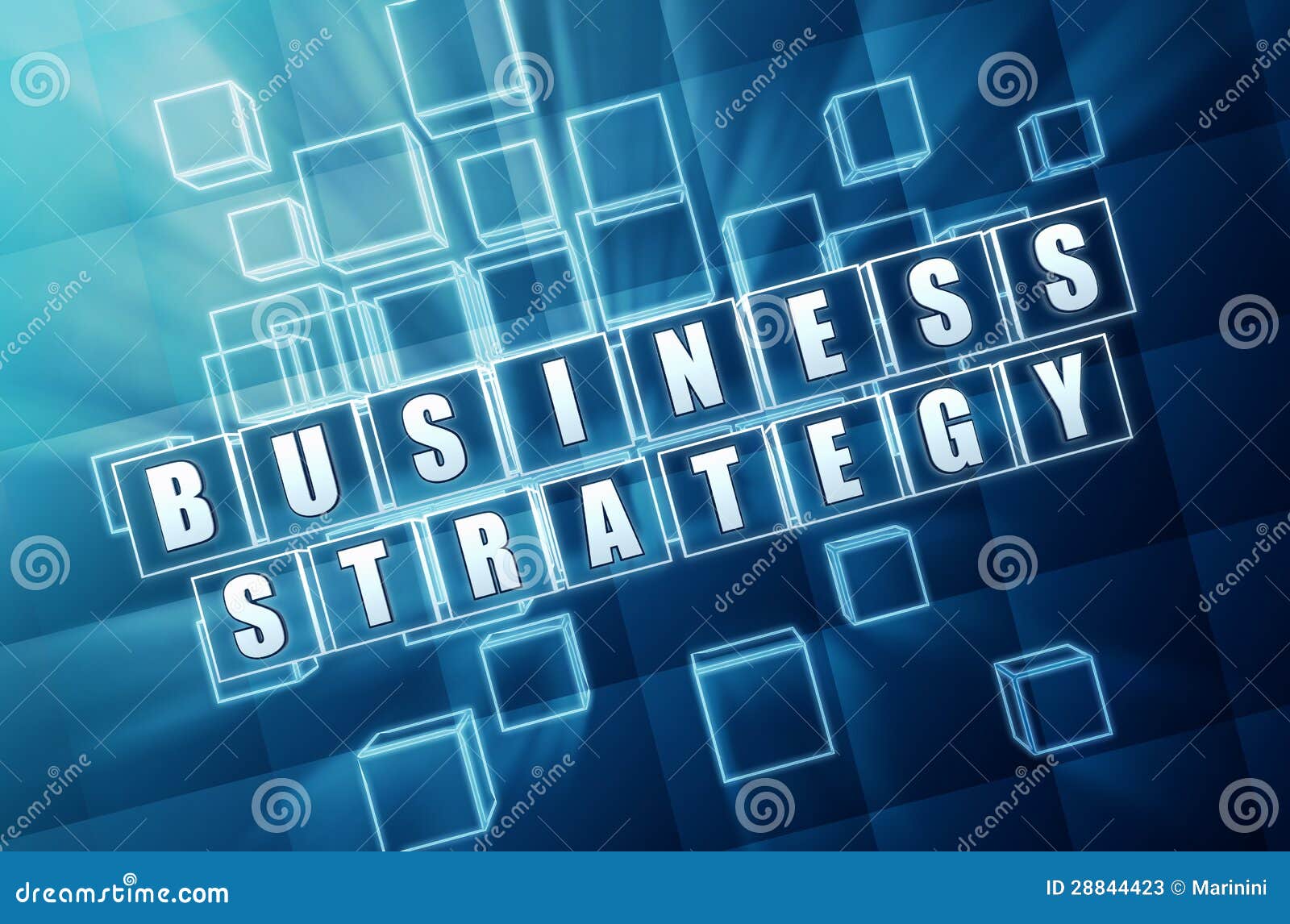 Business Strategy in Blue Glass Blocks Stock Illustration ...