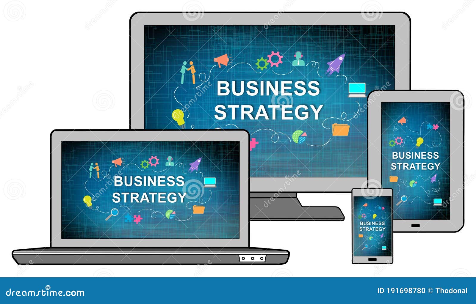 Business Strategy Concept on Different Devices Stock Photo - Image of ...