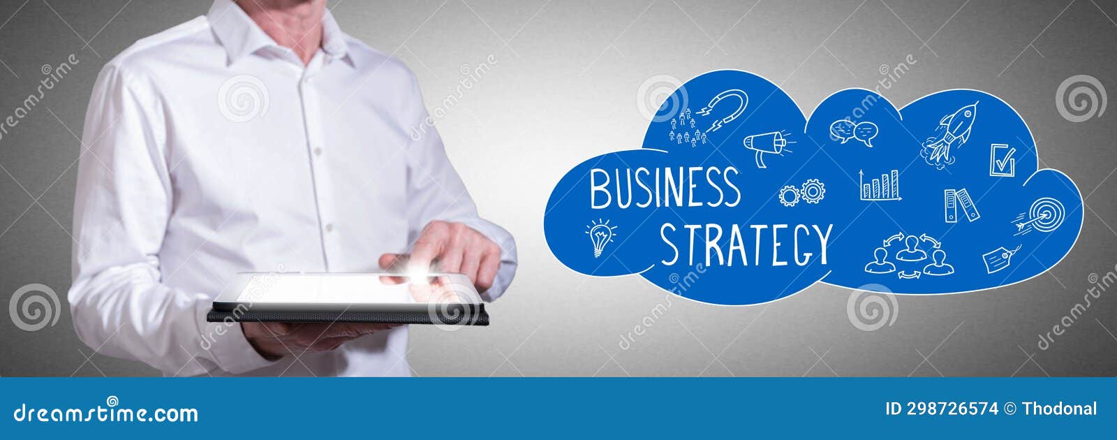 Business Strategy Concept with Man Using a Tablet Stock Photo - Image ...