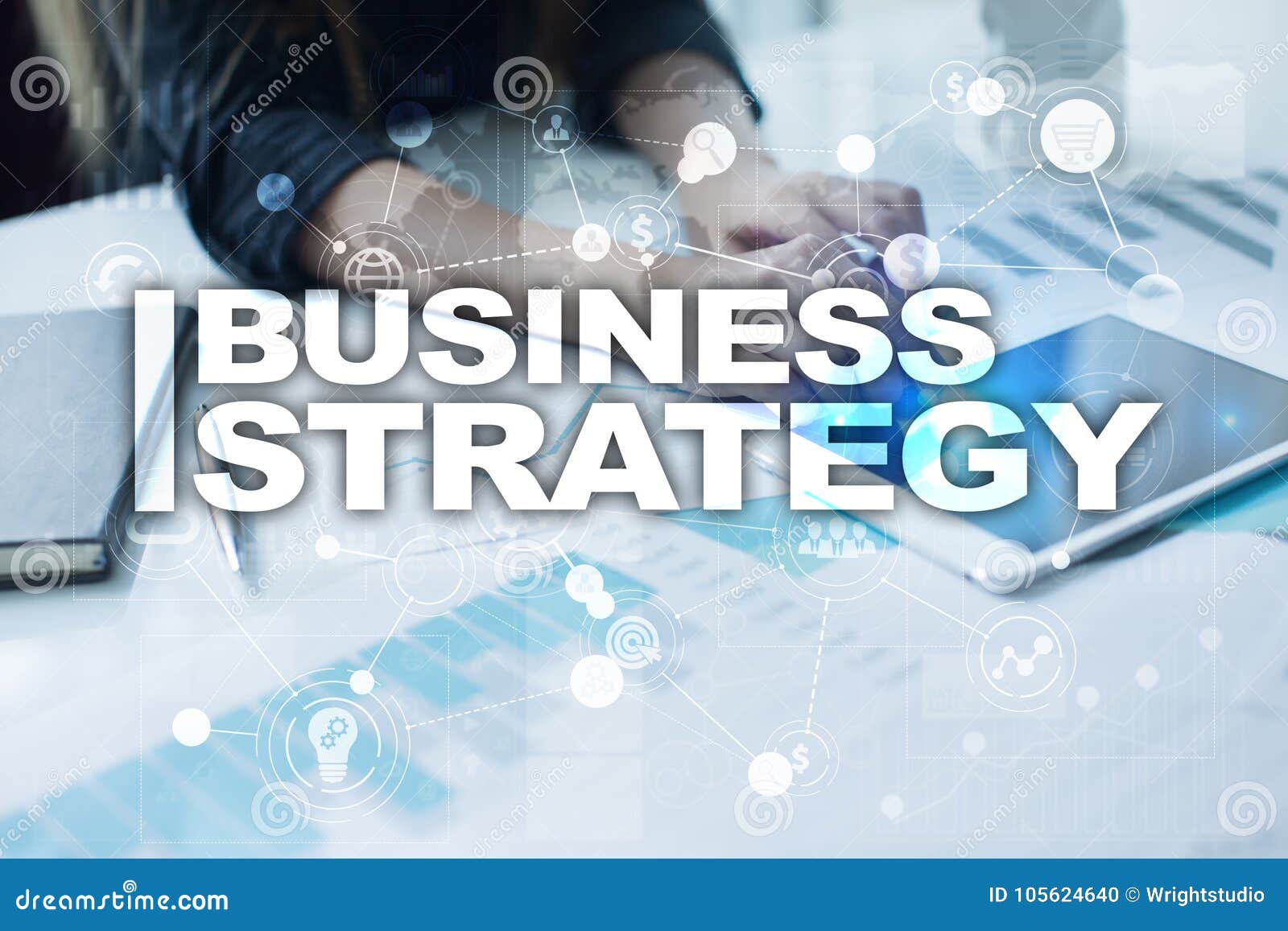 Business Strategy Concept on the Virtual Screen Stock Photo - Image of ...