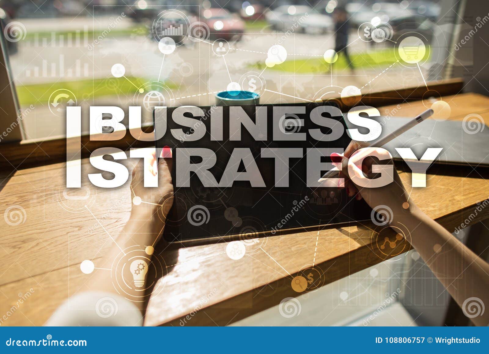 Business Strategy Concept on the Virtual Screen. Stock Image - Image of ...