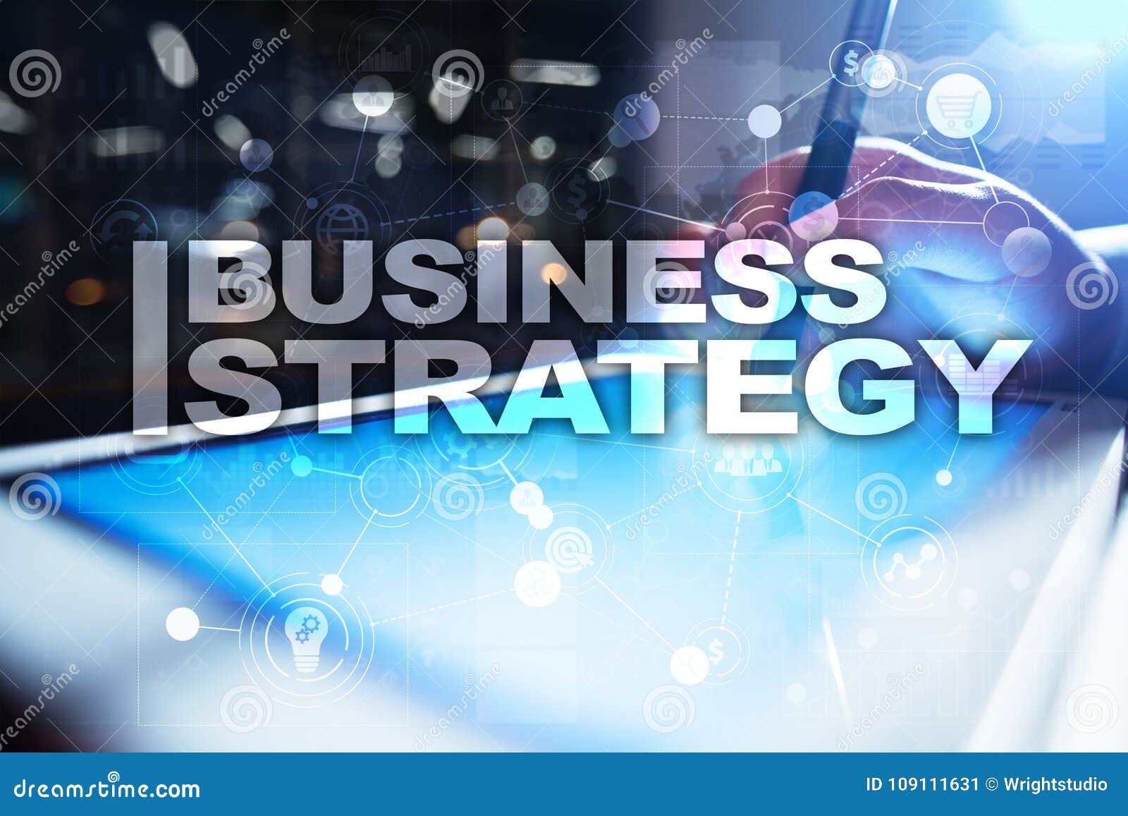 Business Strategy Concept on the Virtual Screen. Stock Image - Image of ...