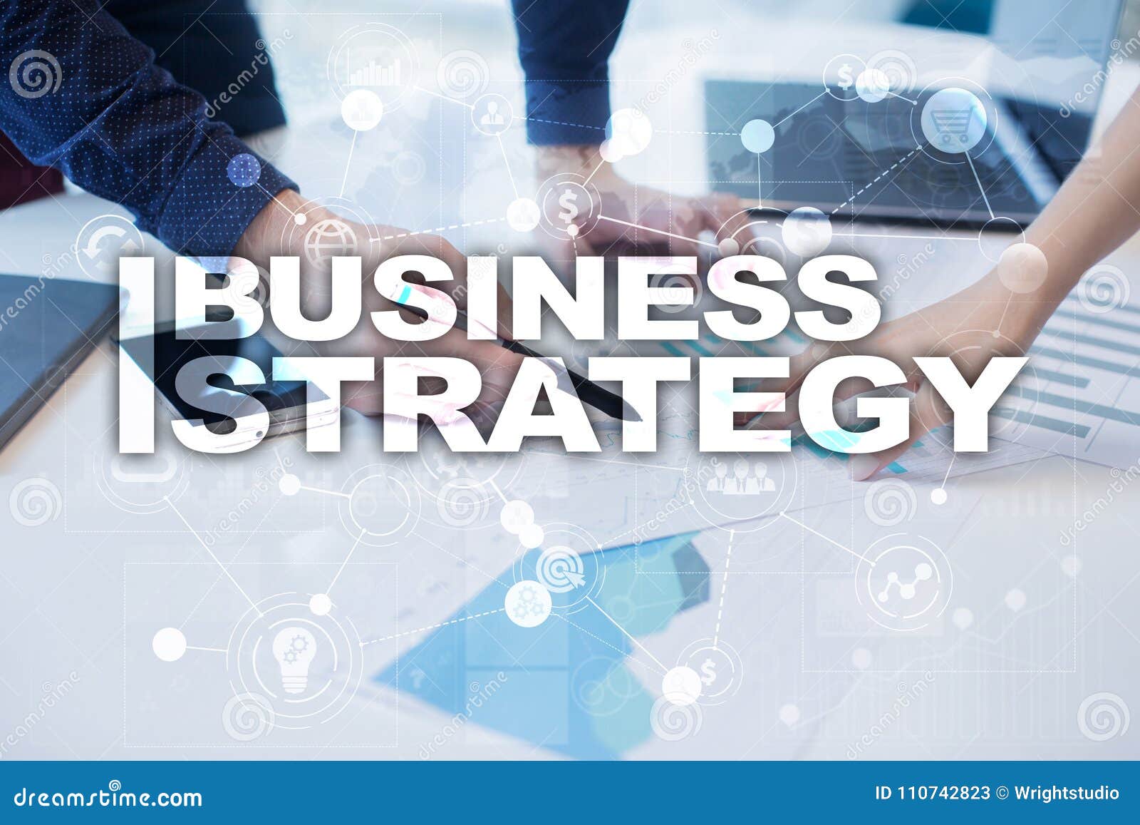 Business Strategy Concept on the Virtual Screen. Stock Image - Image of ...