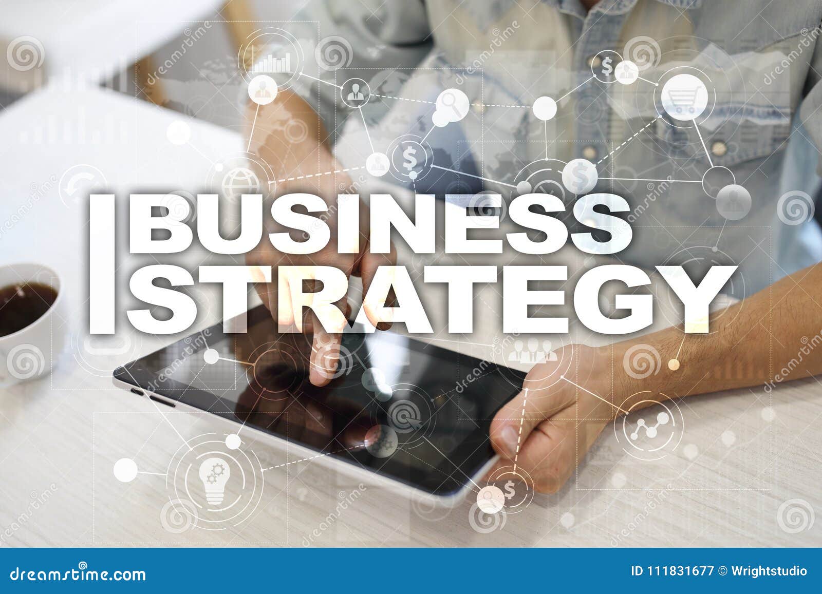 Business Strategy Concept on the Virtual Screen. Stock Image - Image of ...