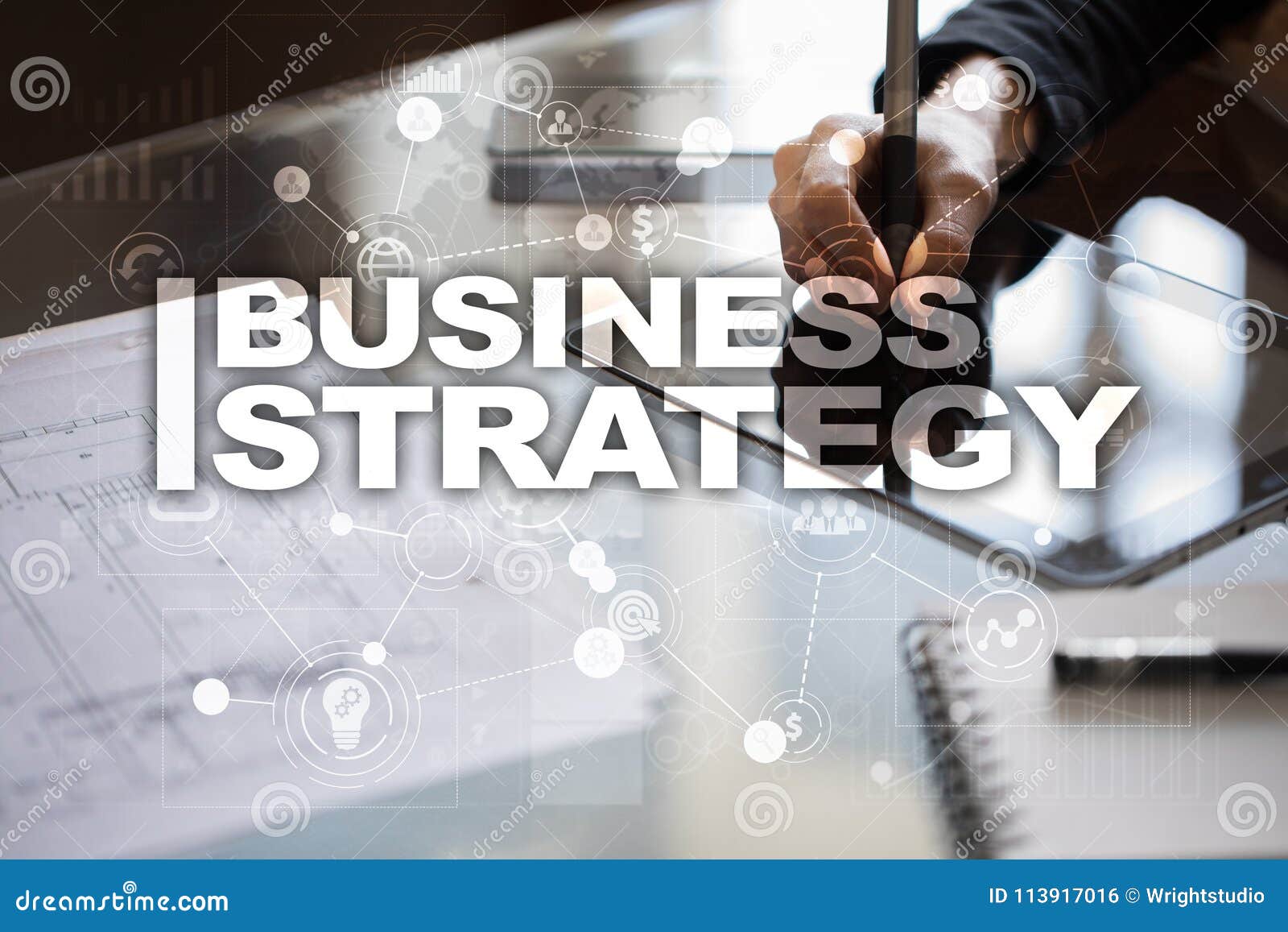 Business Strategy Concept on the Virtual Screen. Stock Photo - Image of ...