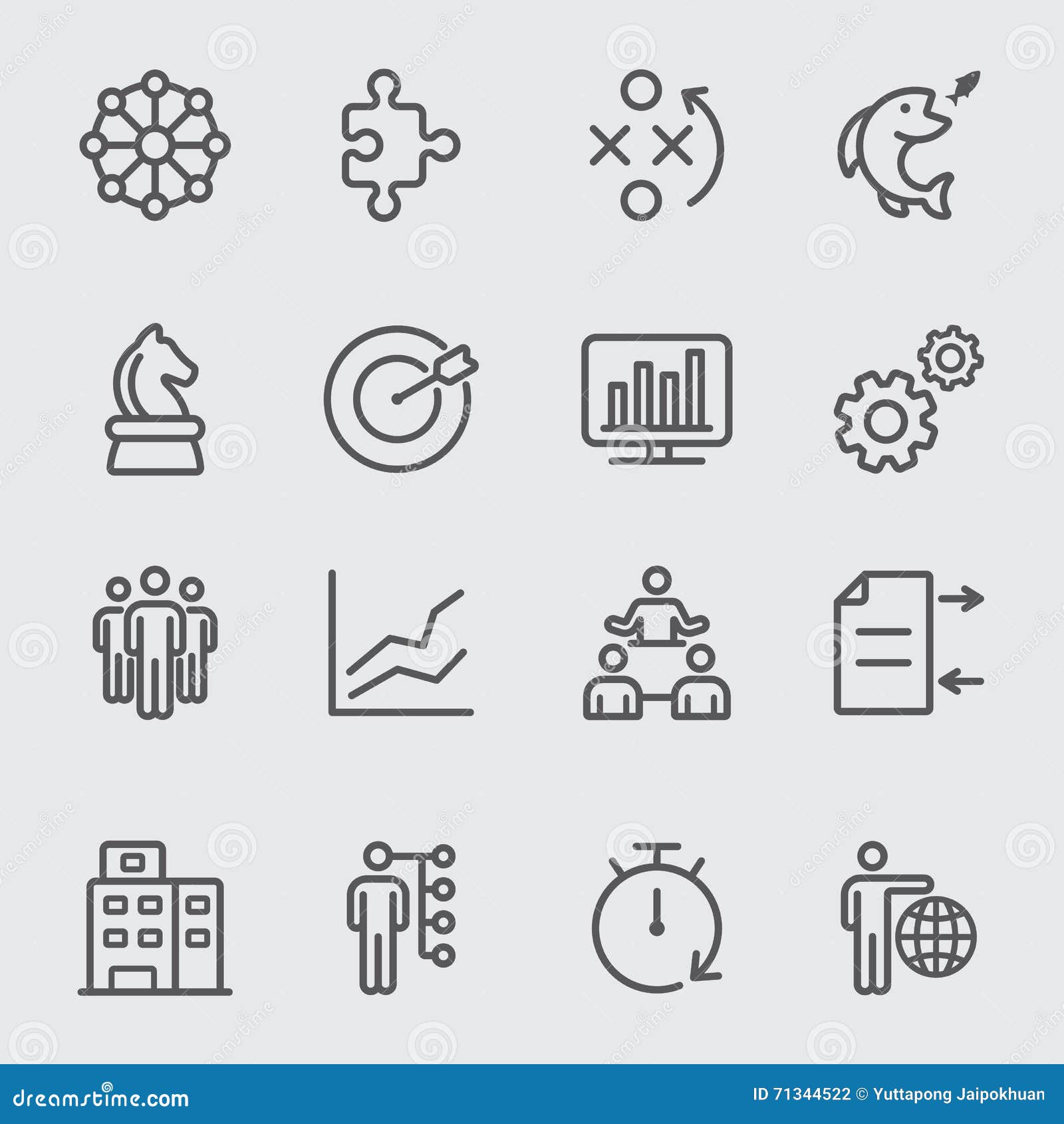 Business Line Icons. Big Set Of Business Outline Icons. Teamwork Symbol ...