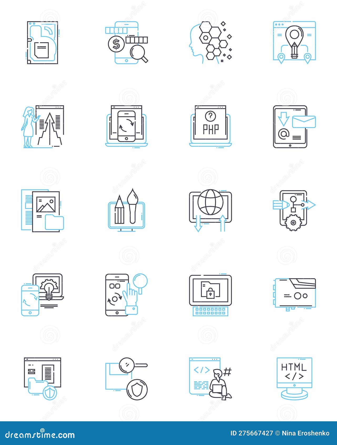 Business Strategy Linear Icons Set. Innovation, Agility, Flexibility ...