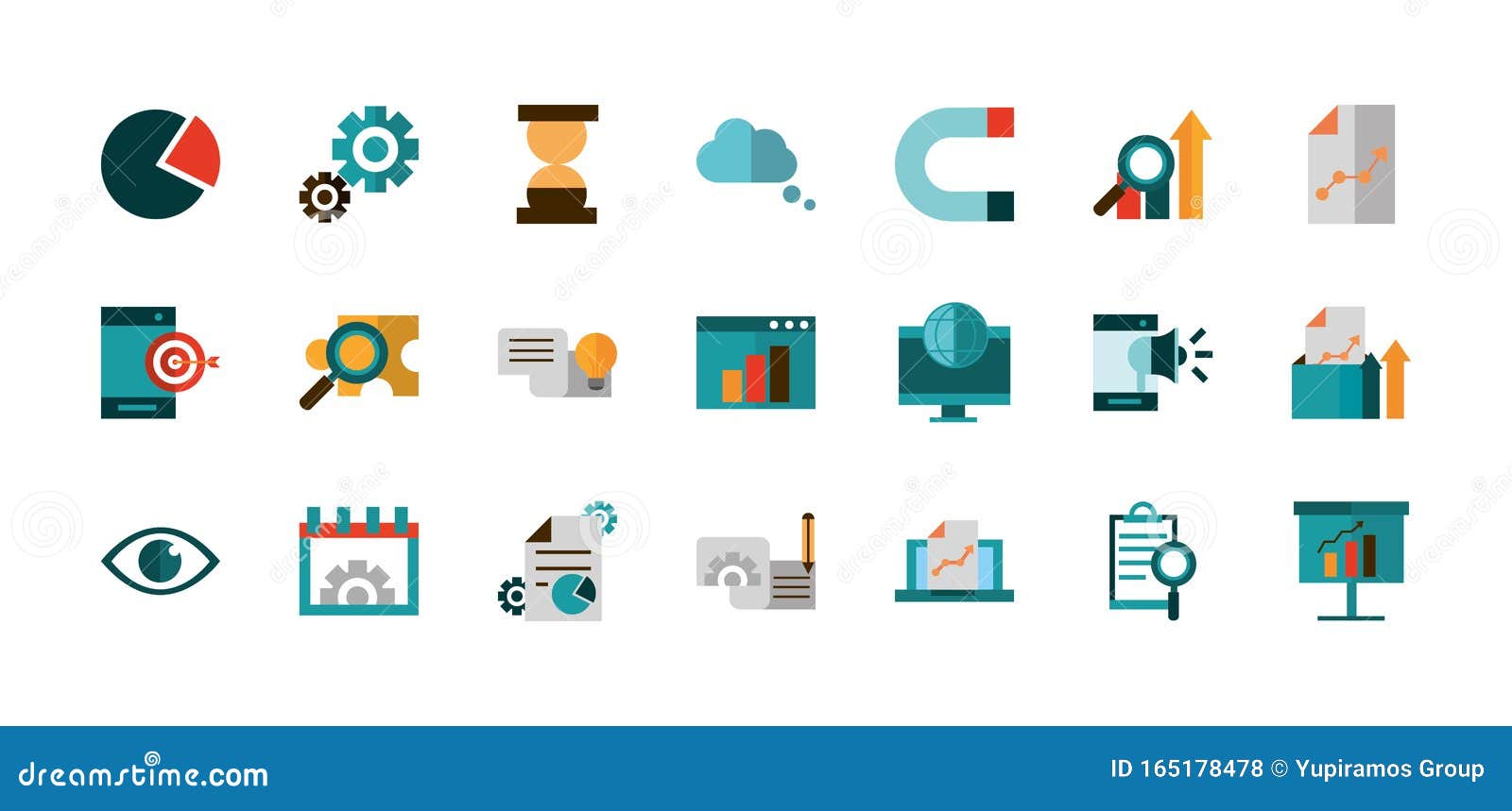 Business Strategy Network Icons Set Stock Vector - Illustration of ...