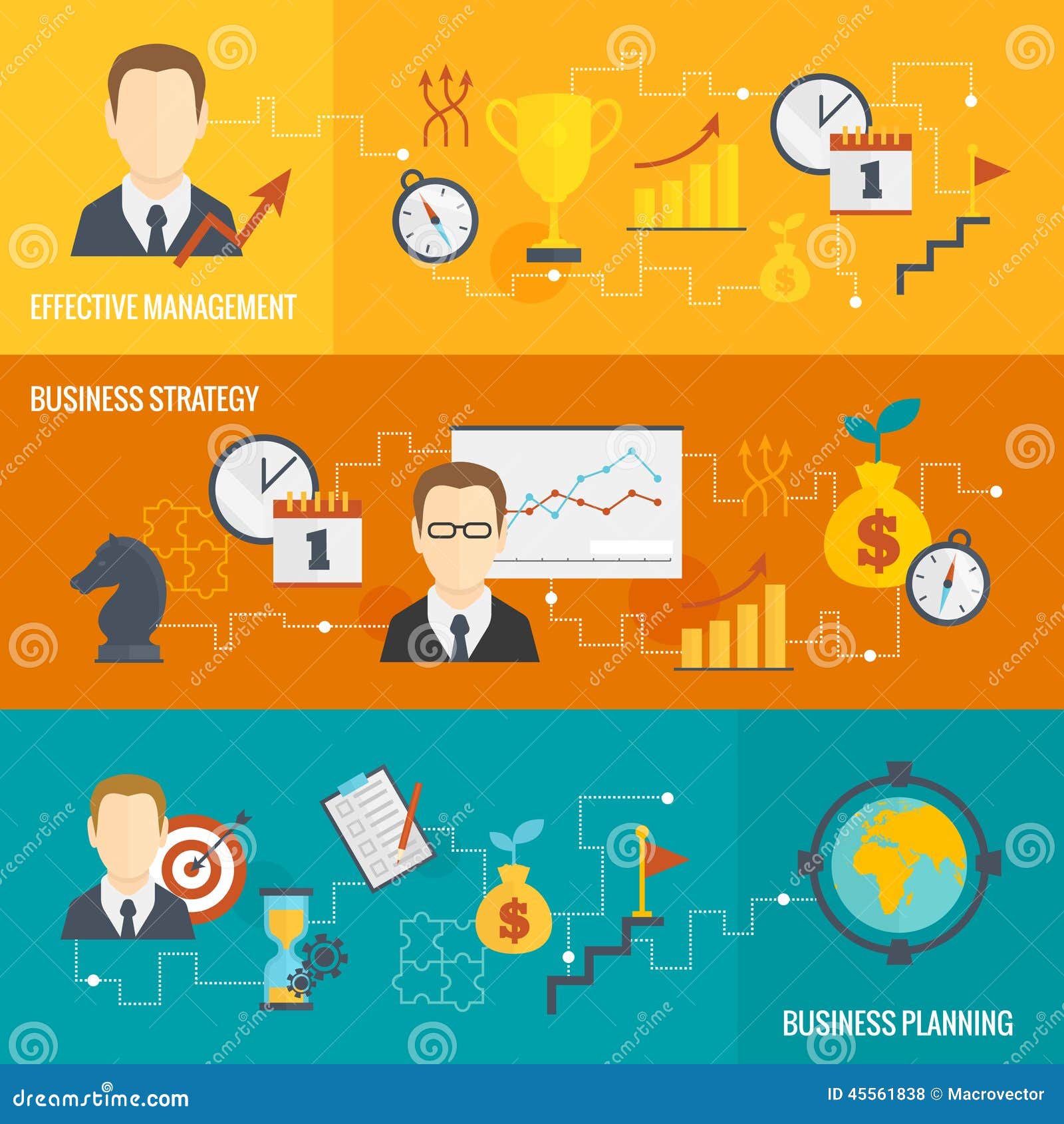 Business Strategy Planning Banner Set Stock Vector - Illustration of ...