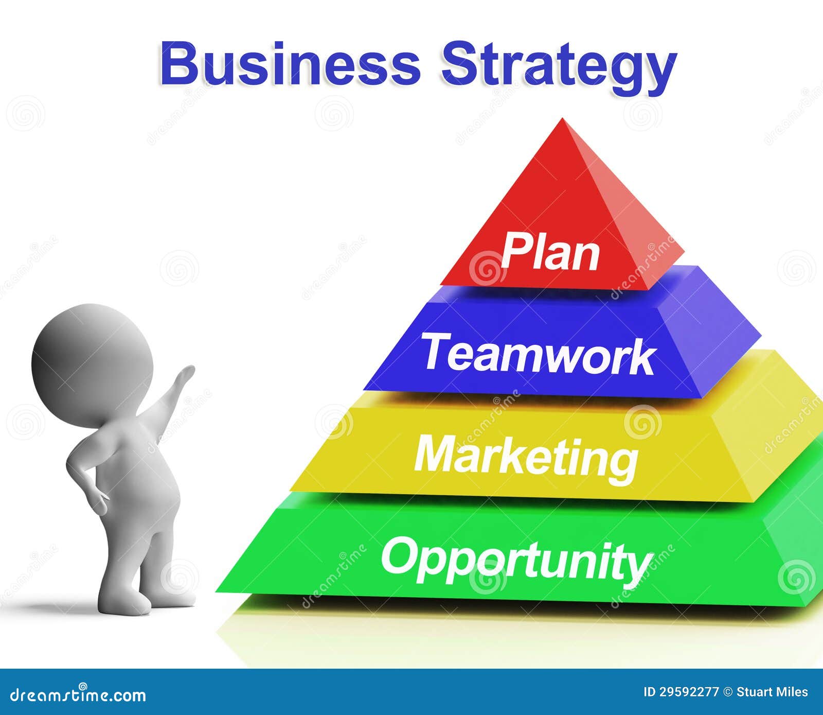 Business Strategy Pyramid Shows Teamwork Stock Illustration ...
