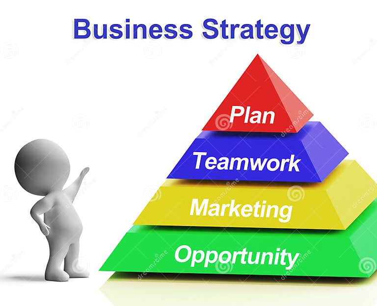 Business Strategy Pyramid Shows Teamwork Stock Illustration ...