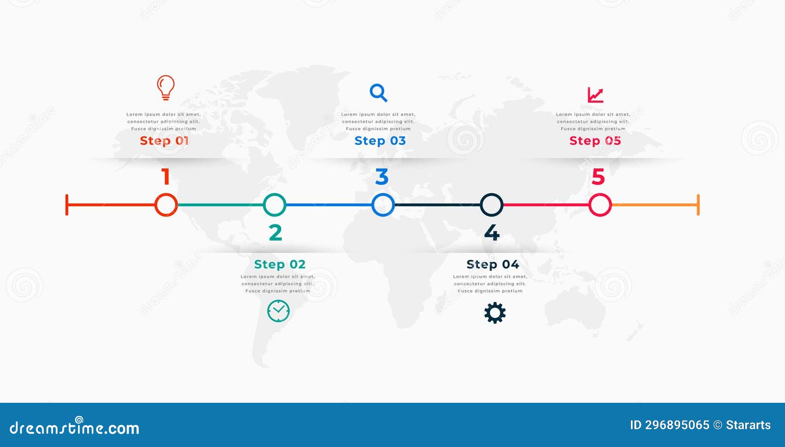 A Business Strategy Route Map Template with Five Step Plan Stock Vector ...