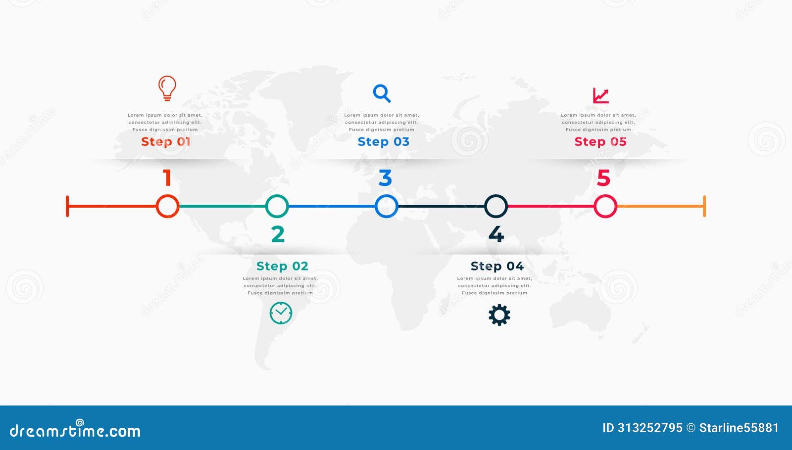 A Business Strategy Route Map Template with Five Step Plan Stock Vector ...
