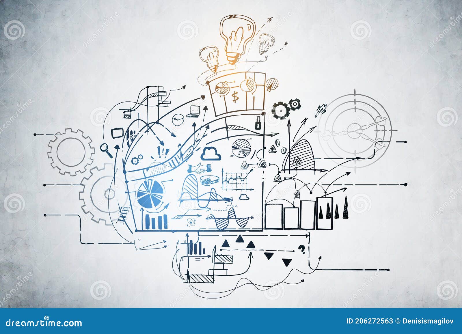 Business Strategy Sketch on Concrete Wall Stock Image - Image of ...