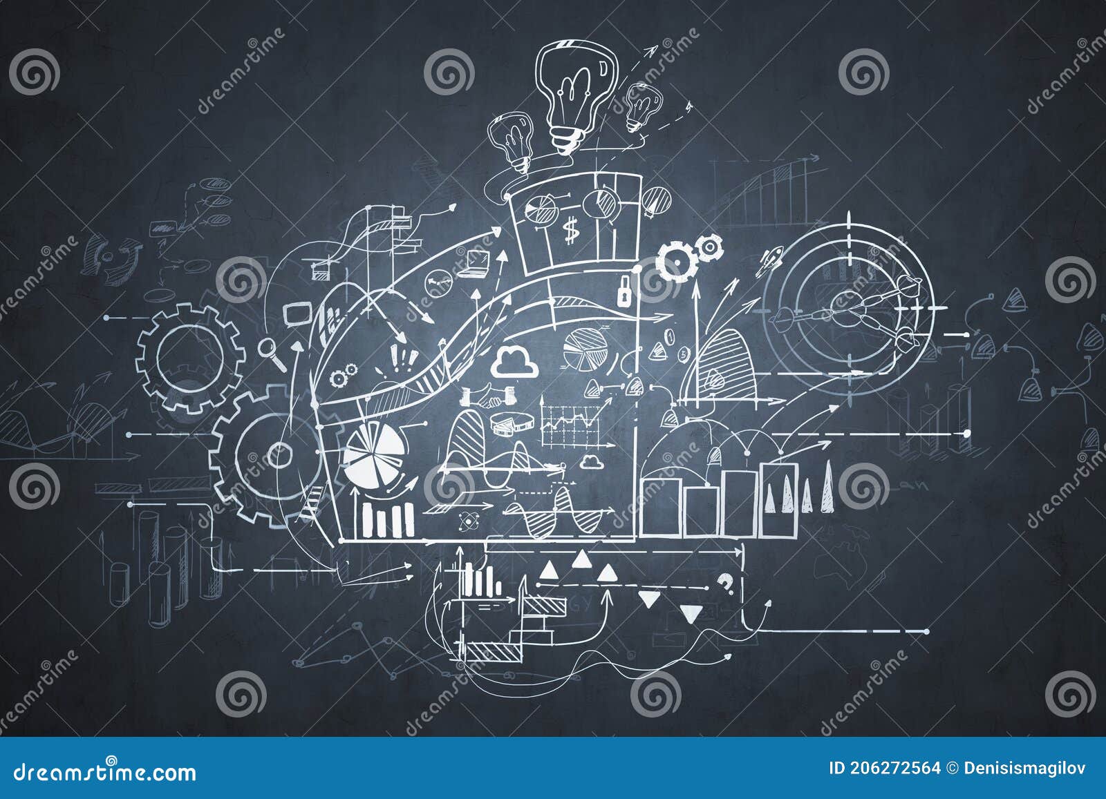 Business Strategy Sketch Drawn on Blackboard Stock Photo - Image of ...