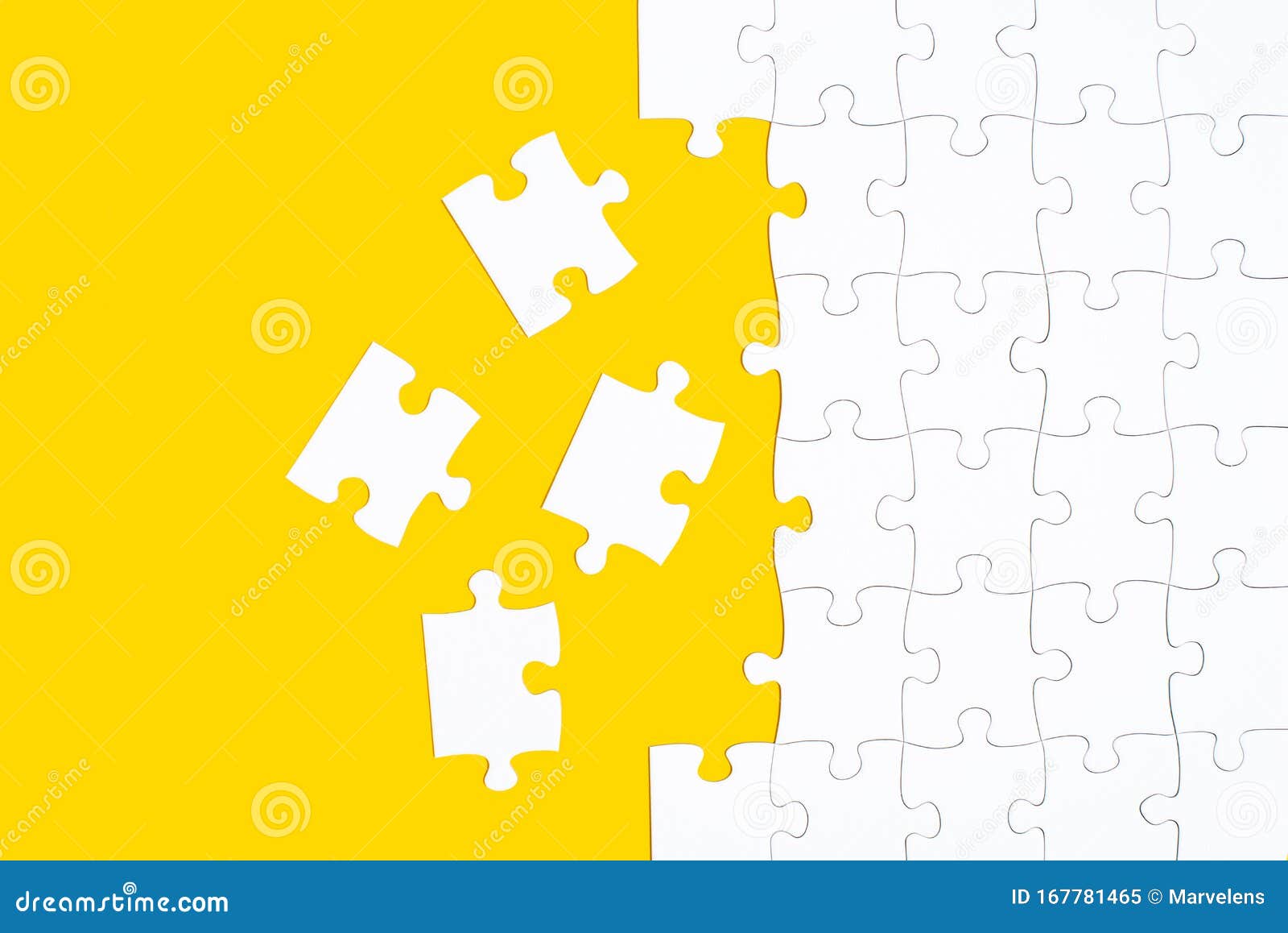 White Details of Puzzle on Yellow Background Stock Image - Image of ...