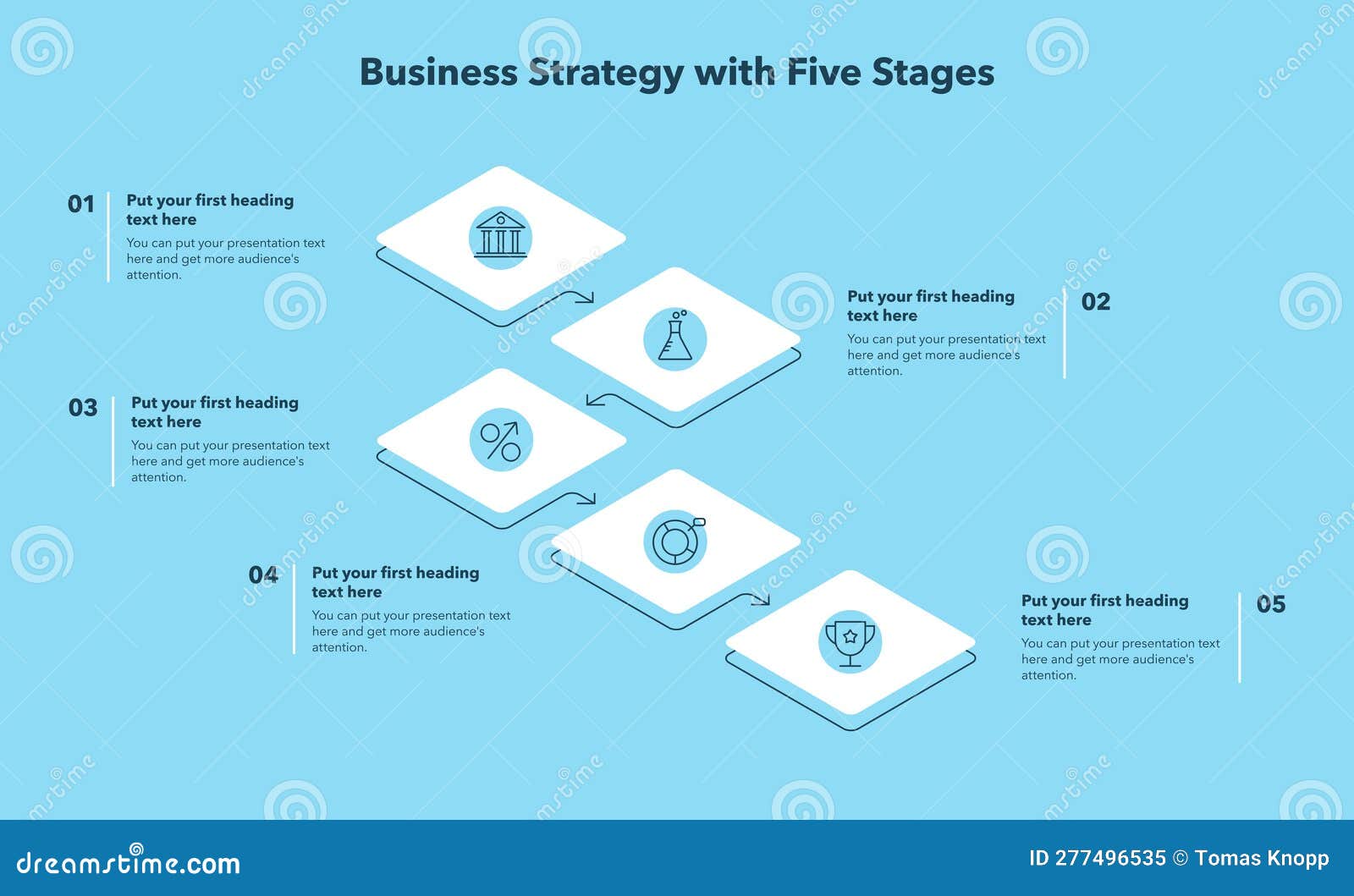 Business Strategy Template with Five Stages and Place for Your Content ...