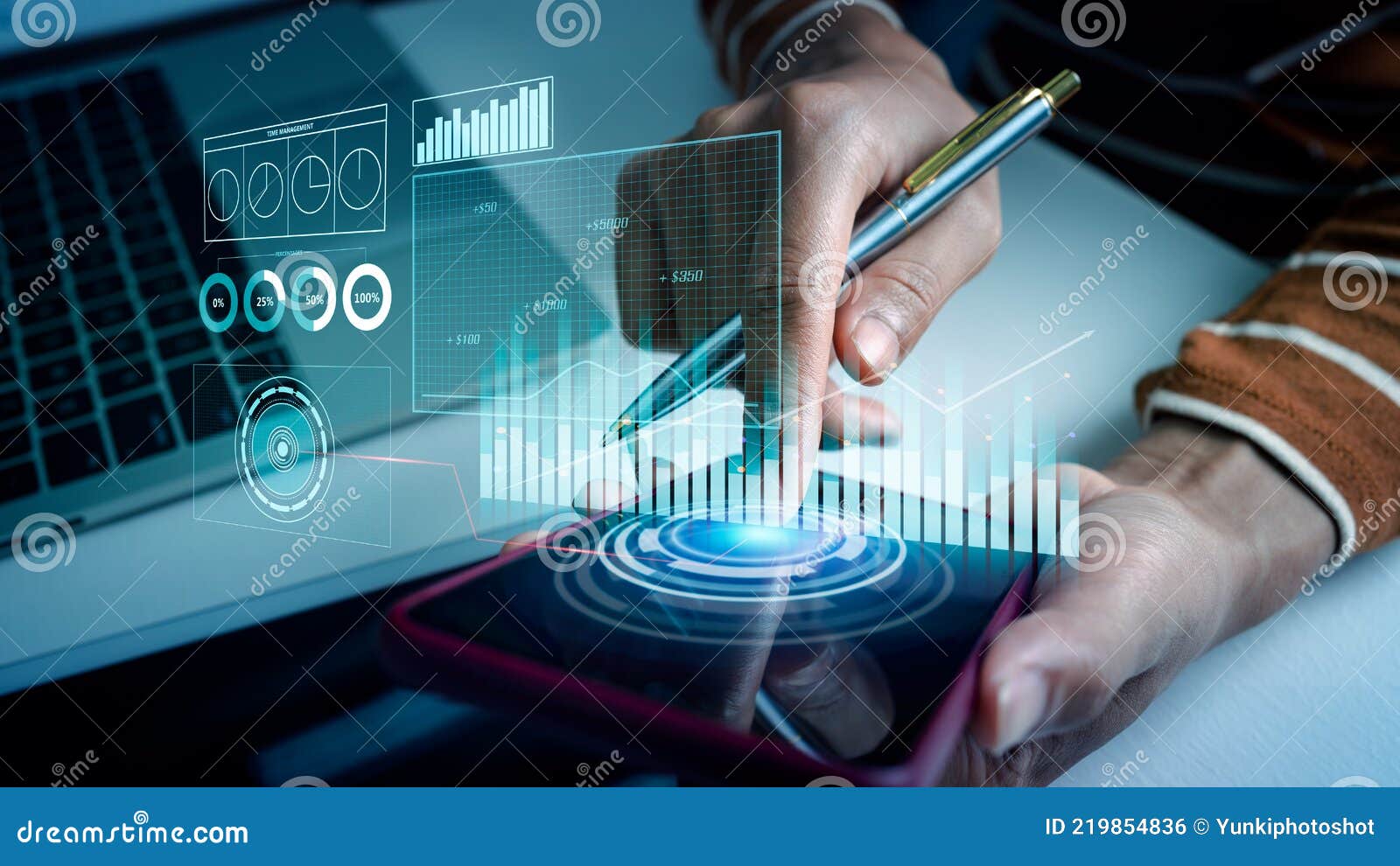 Business Strategy Time Management Scheduling Interface on Vr Screen ...