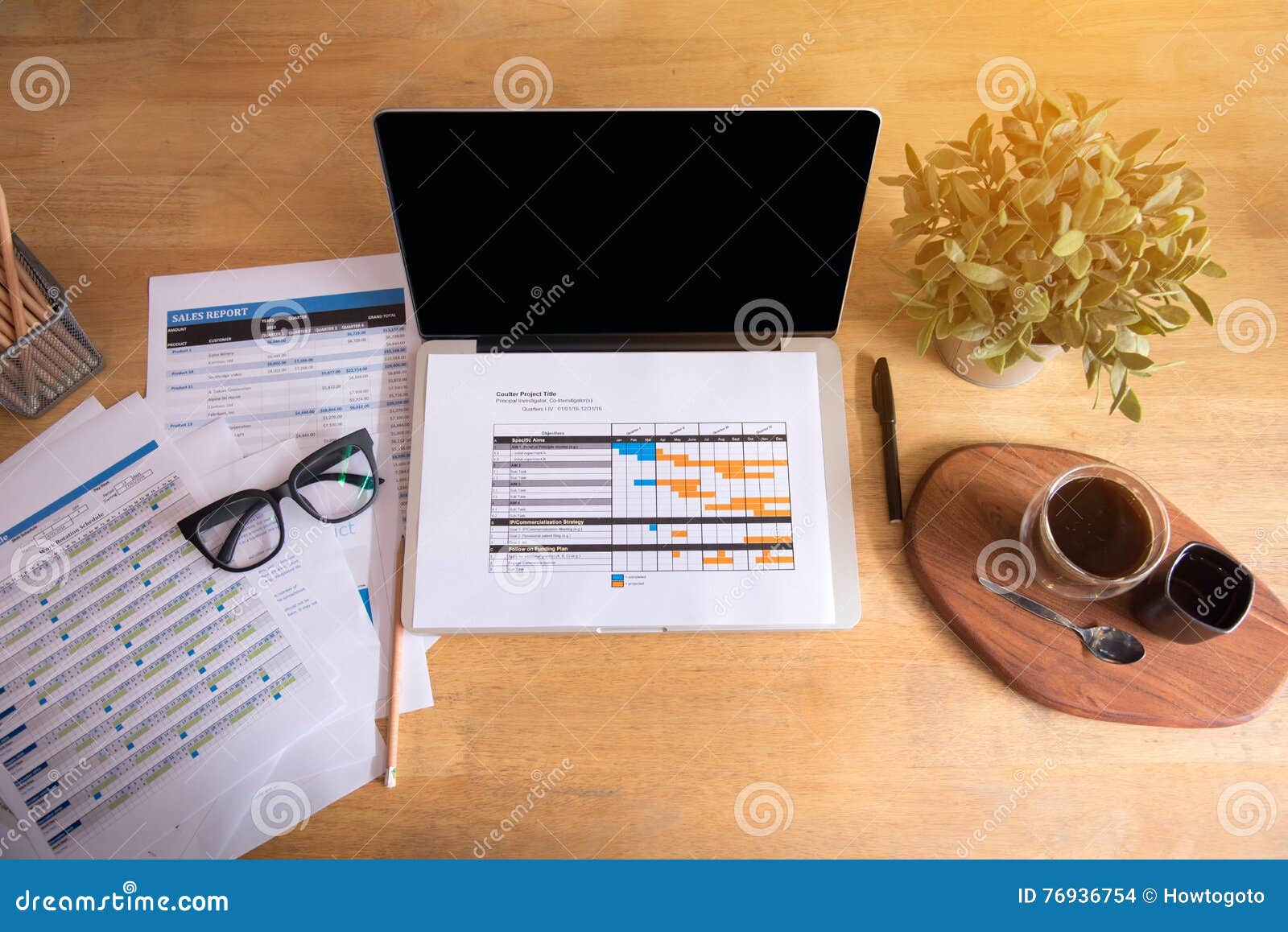 Business stuff on a desk. stock photo. Image of business - 76936754