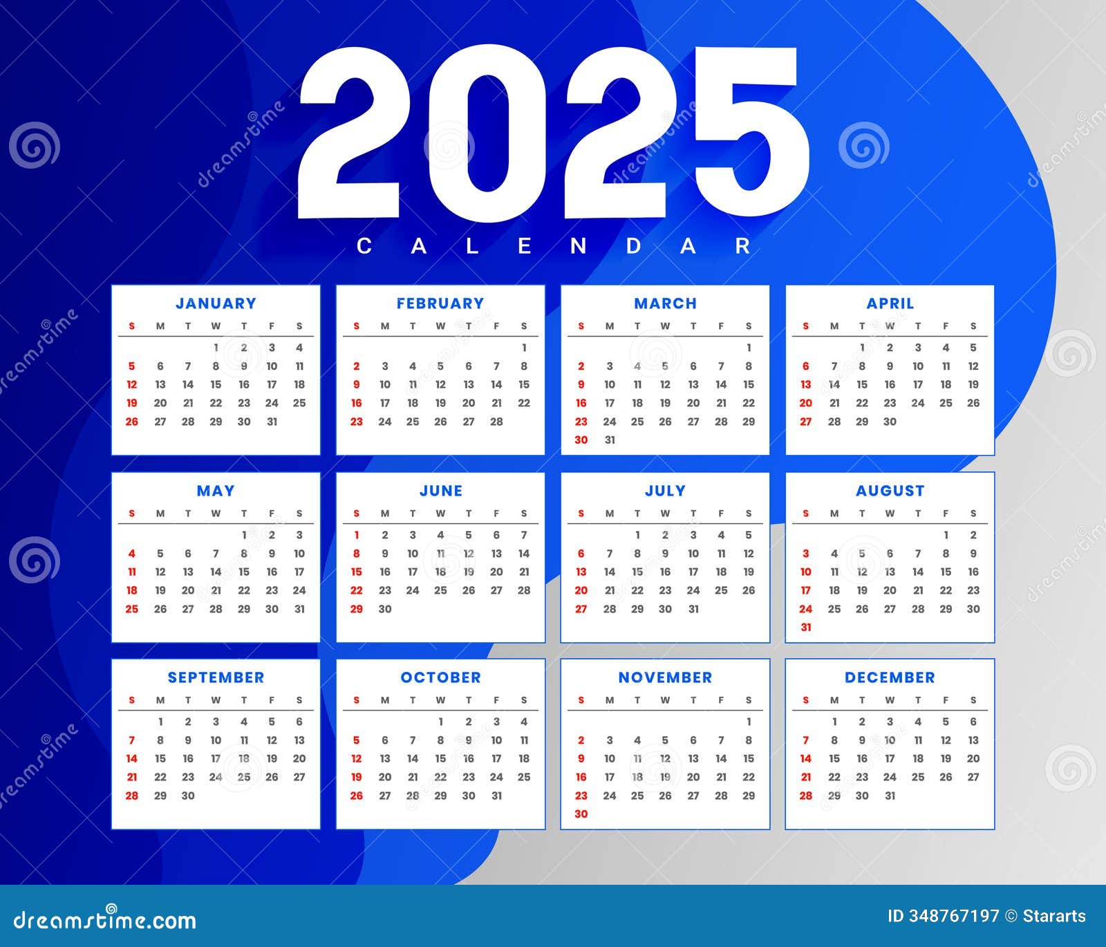 Business Style 2025 Monthly Calendar Template Design Stock Illustration ...