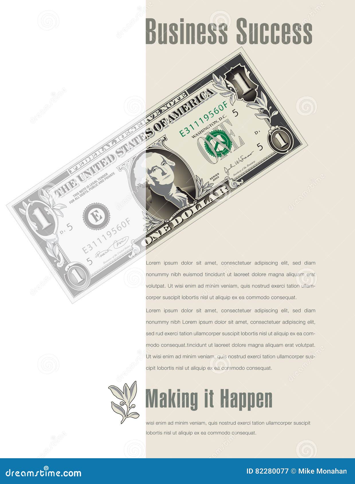 Business Success Ad with a Dollar Bill Stock Vector - Illustration of ...