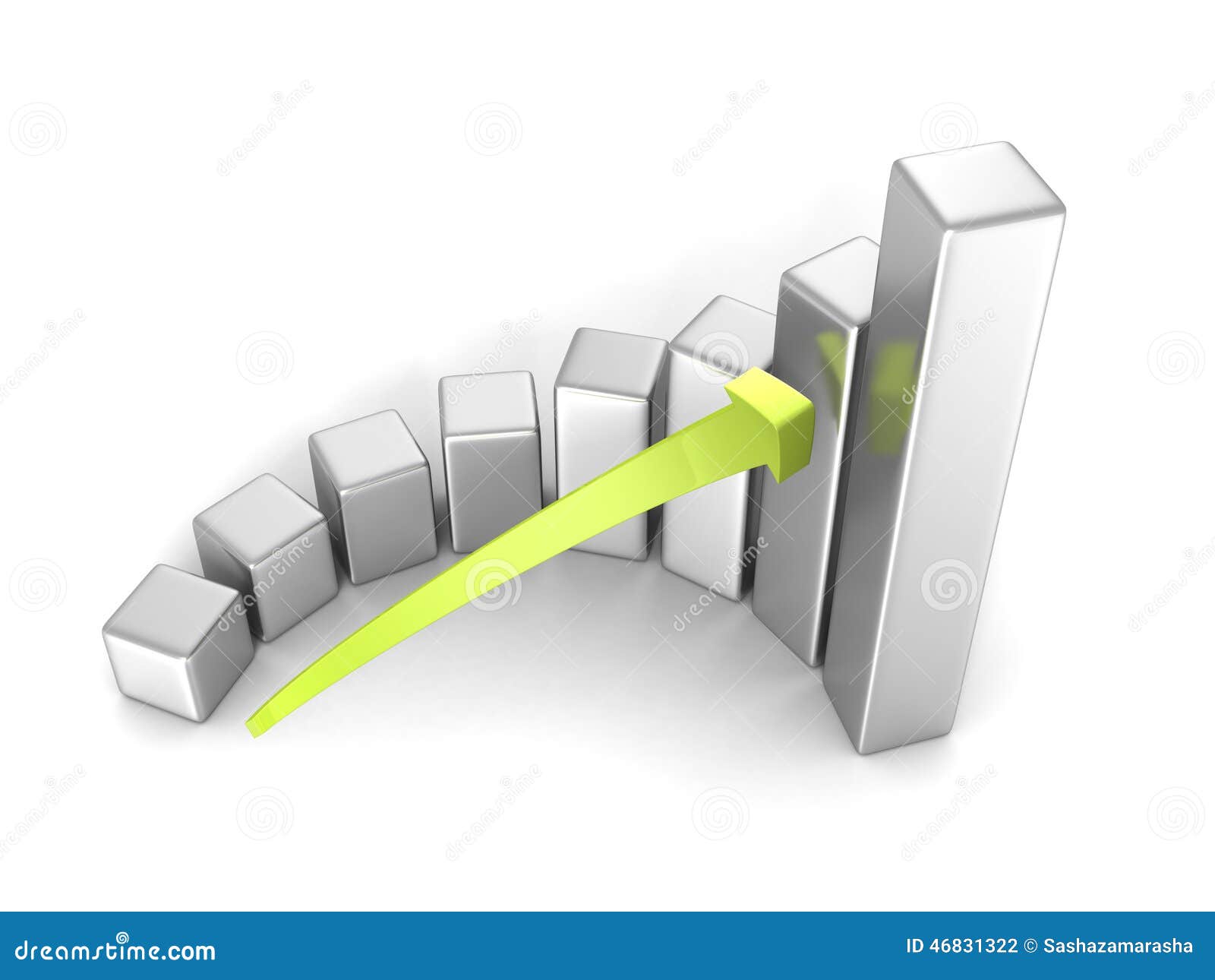 Business Success Bar Chart with Arrow on White Background Stock ...