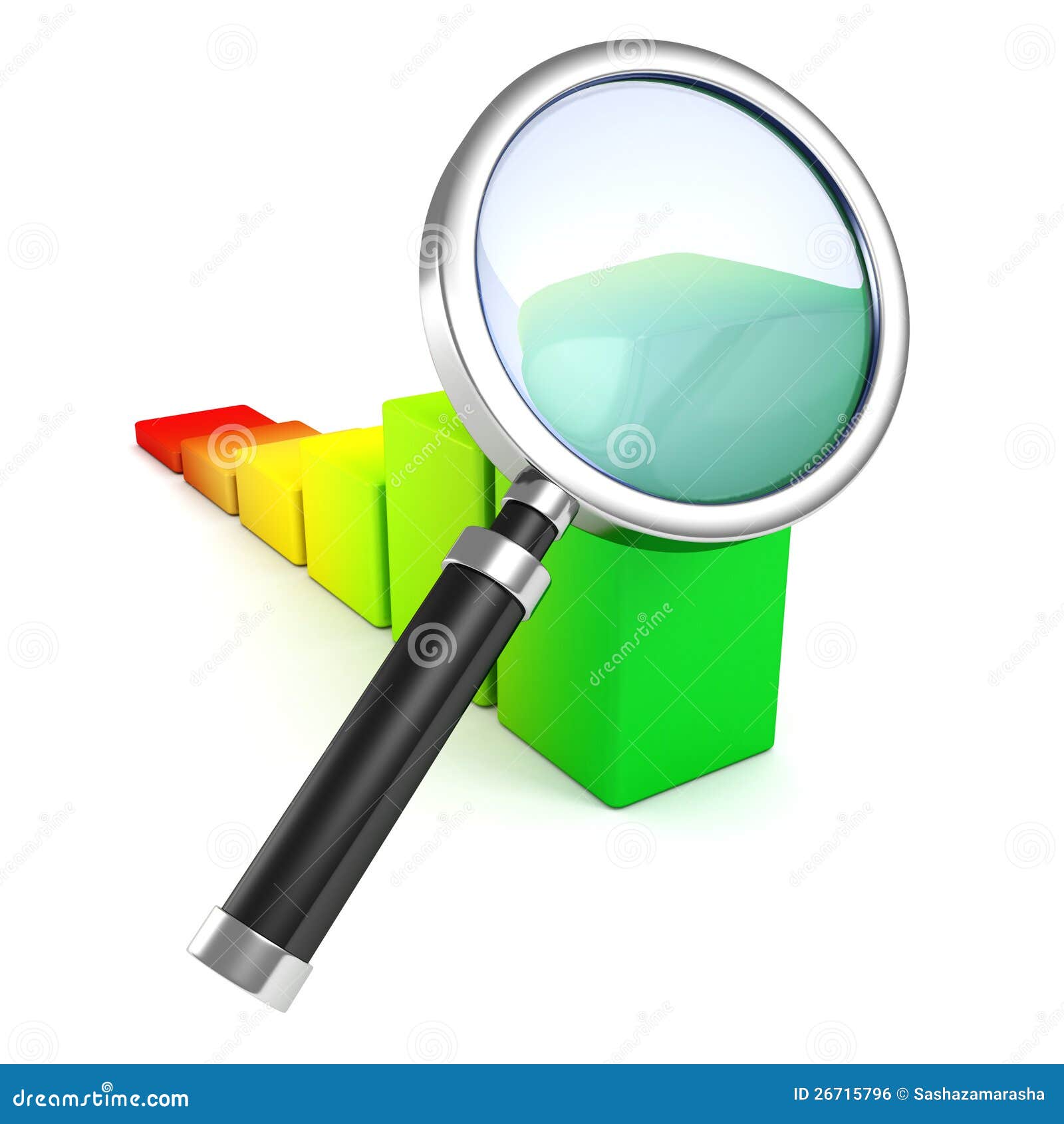 Business Success Bar Graph with Magnifying Glass Stock Illustration ...