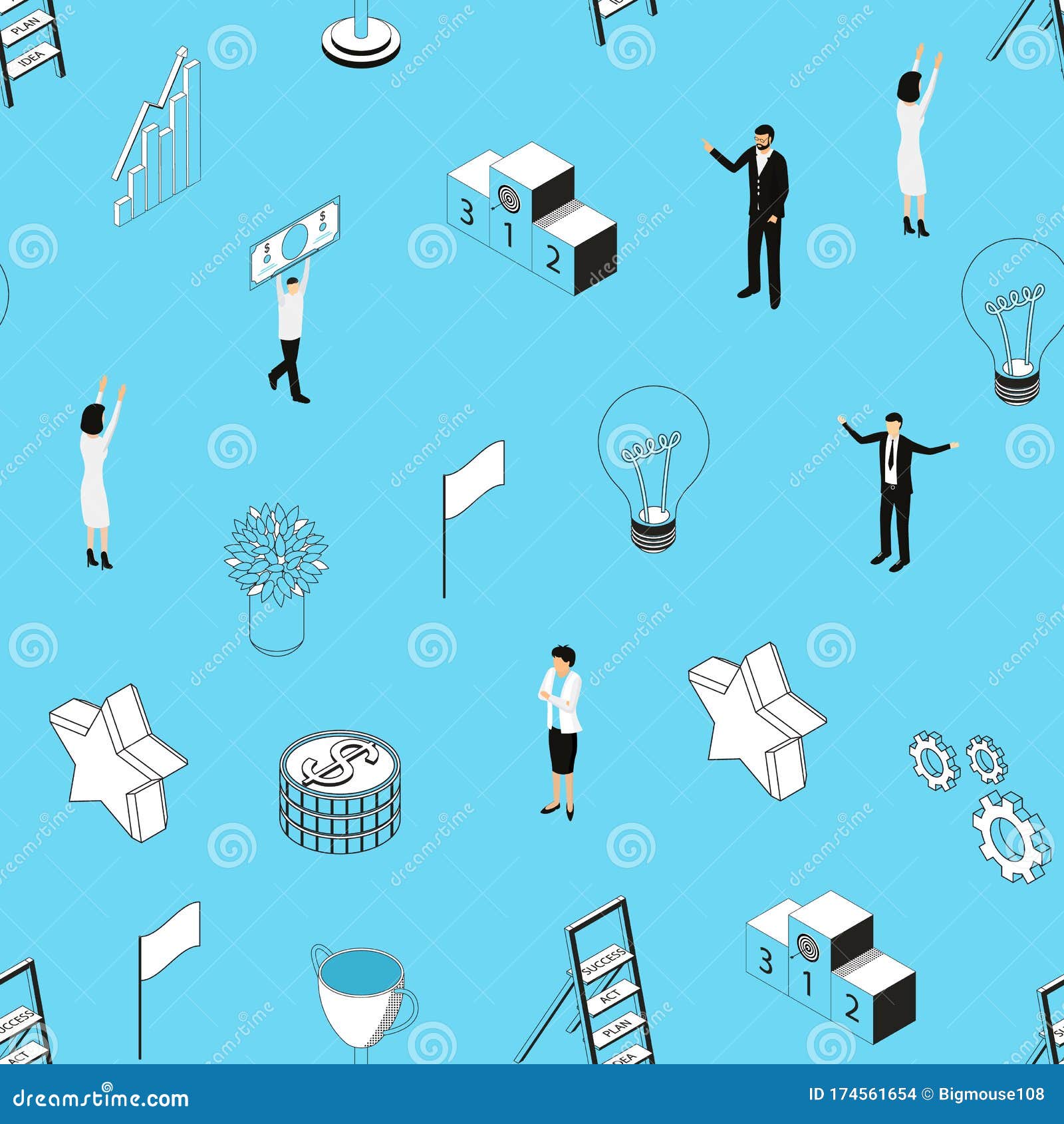 Business Success Concept Seamless Pattern Background . Vector Stock ...