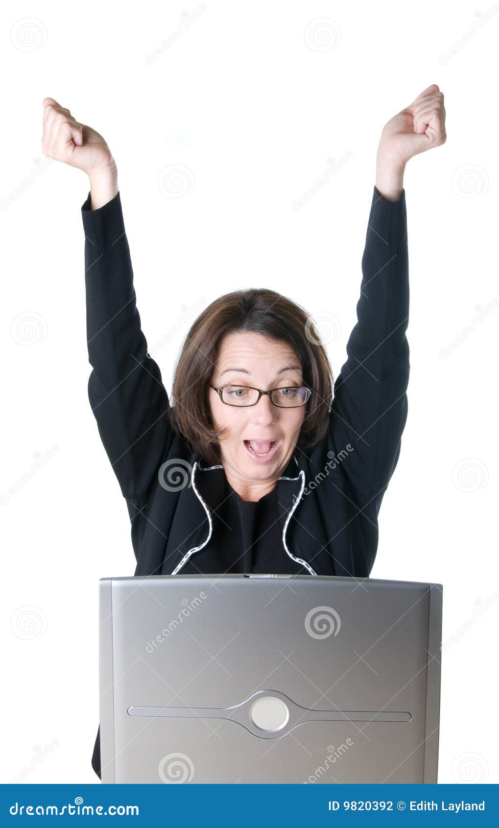 Business Success Excitement Stock Photo - Image of computer, successful ...