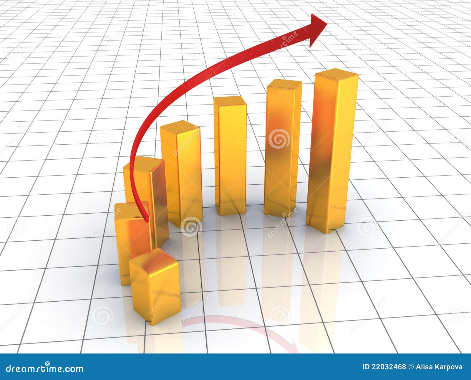 Business Success Golden Graph Grow Up Stock Illustration - Illustration ...