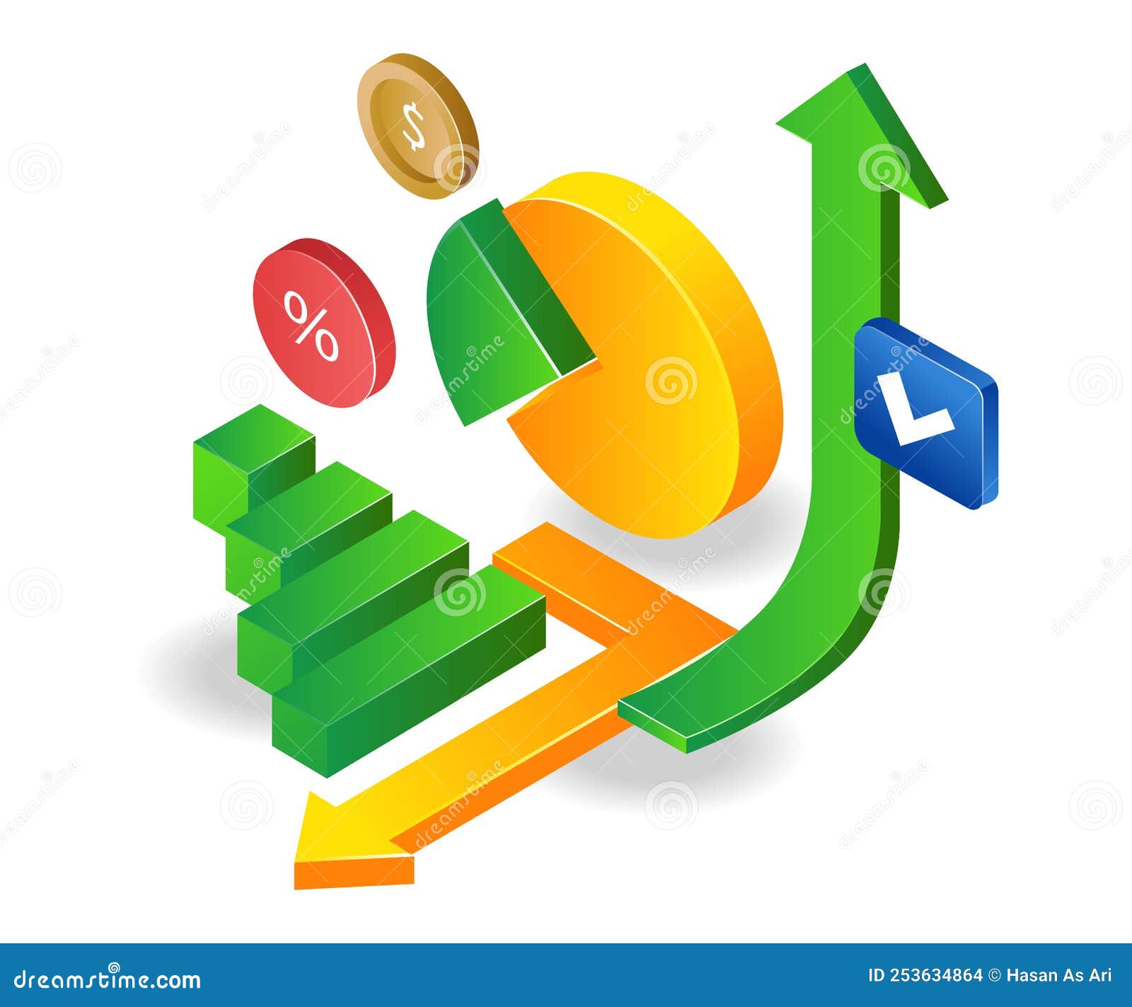 Business Success Pie Chart Analysis Data Arrow Stock Illustration ...