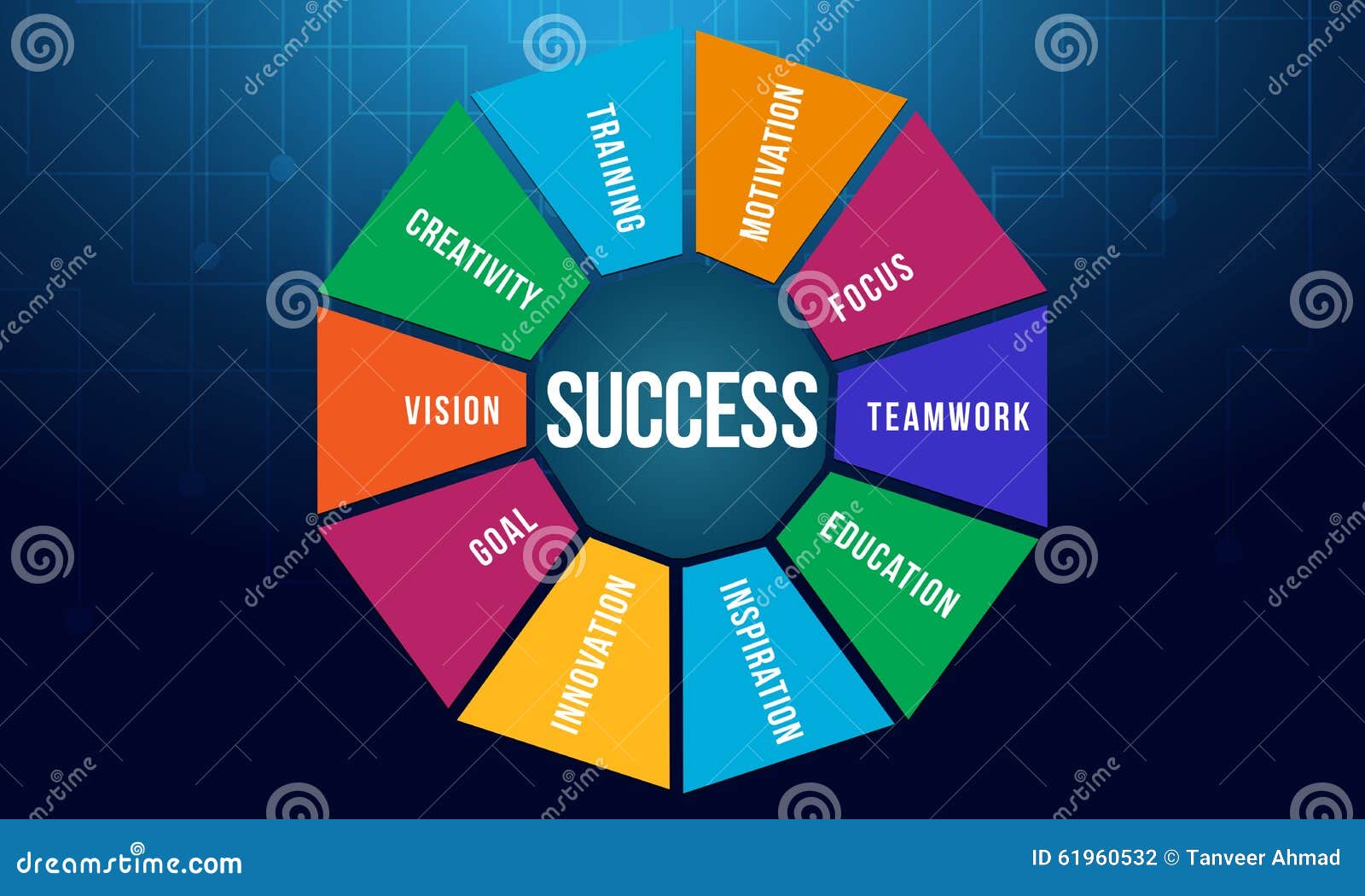 Business Success Scheme Graphic With Blue Backgorund Stock Illustration ...