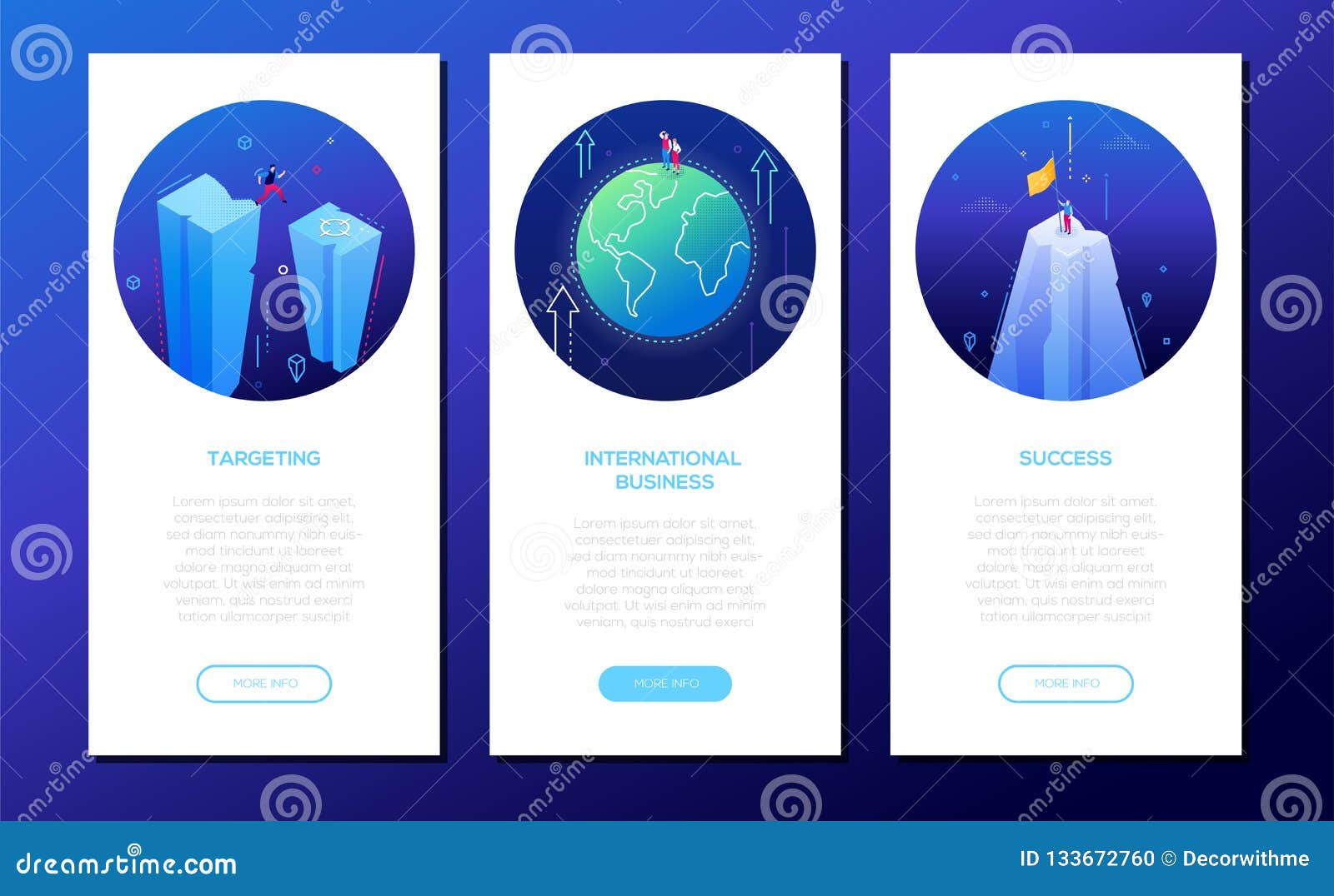 Business Success - Set of Isometric Vector Vertical Web Banners Stock ...